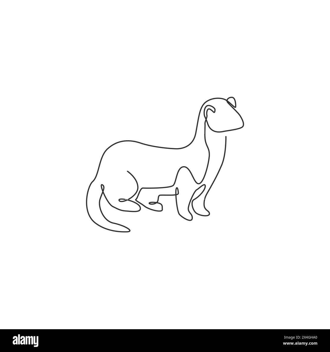 Single continuous line drawing of adorable weasel for company logo ...