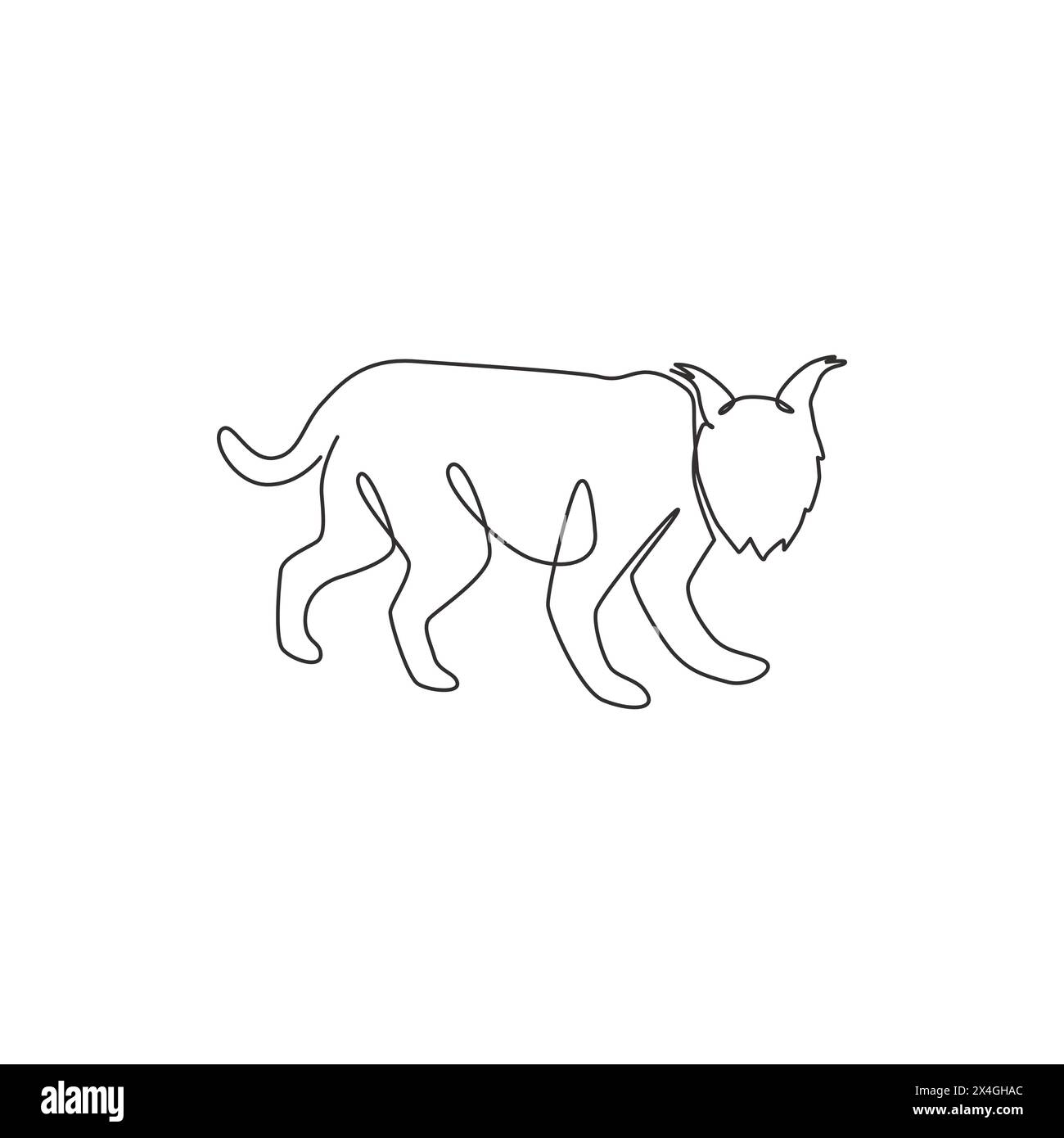 One continuous line drawing of fierce lynx for company logo identity ...