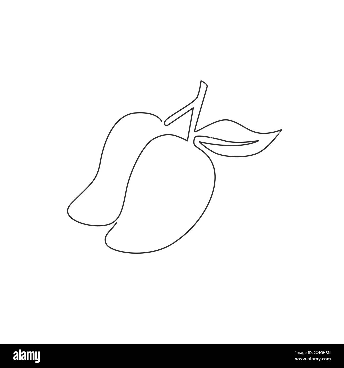 Single one line drawing of healthy organic mangoes for orchard logo ...