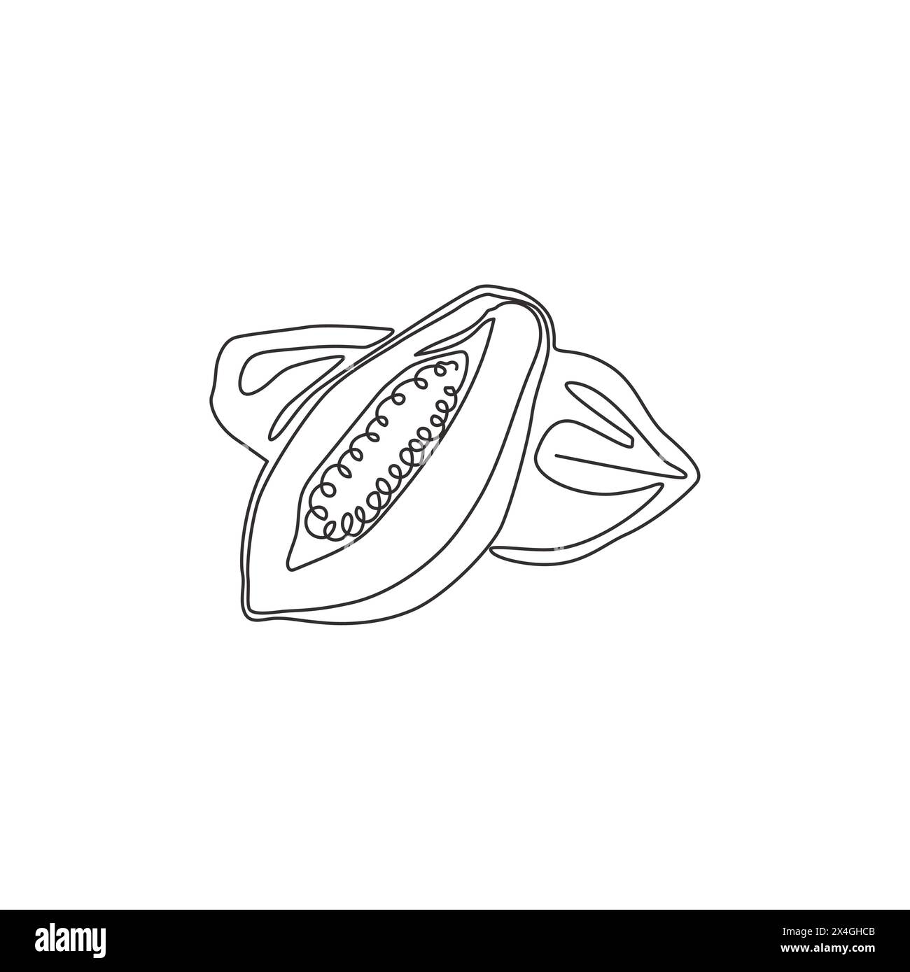 One continuous line drawing half sliced and whole healthy organic ...