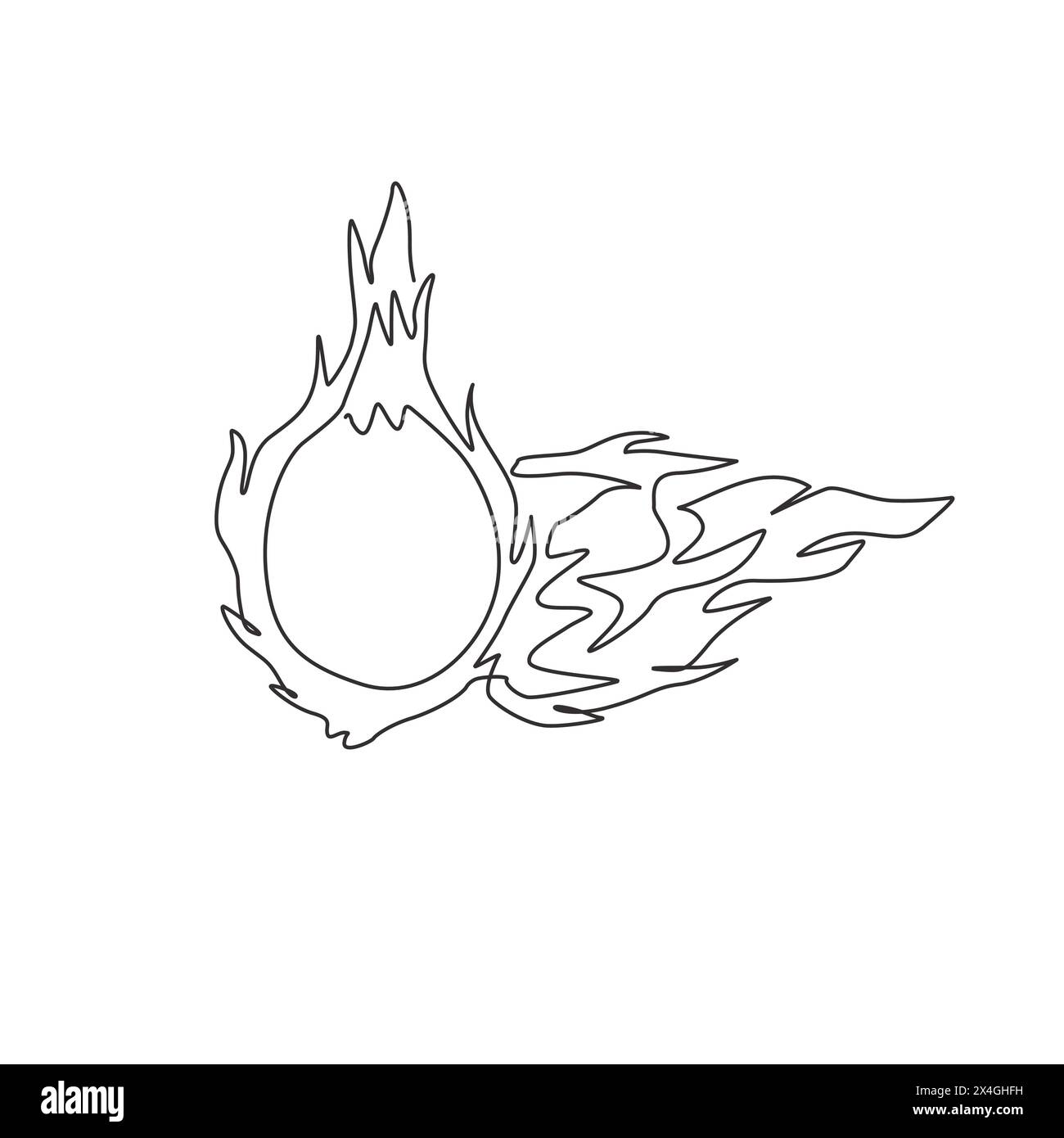 One single line drawing of whole healthy organic dragon fruit for ...