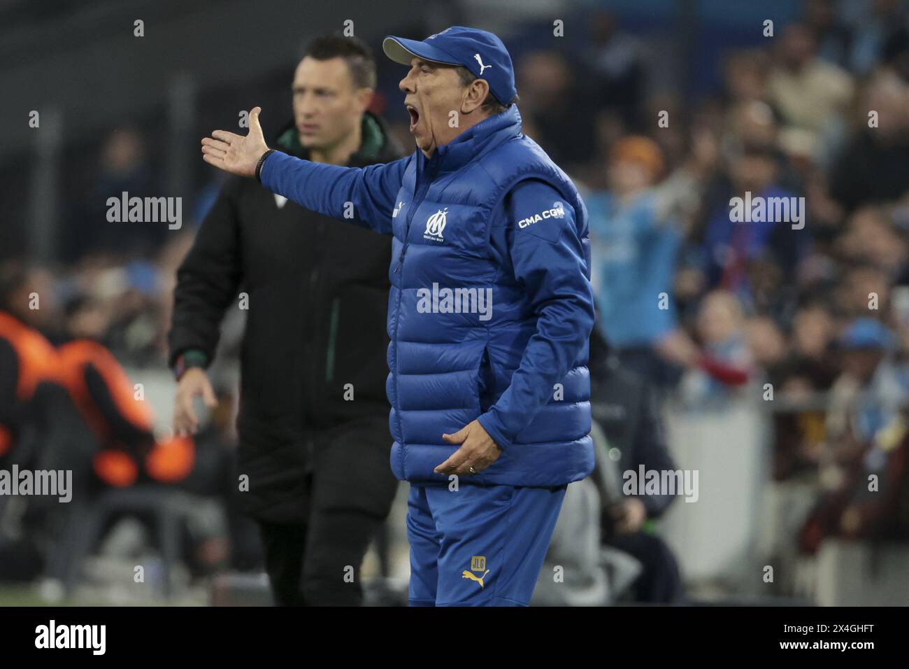 Coach of Olympique de Marseille Jean-Louis Gasset during the UEFA ...