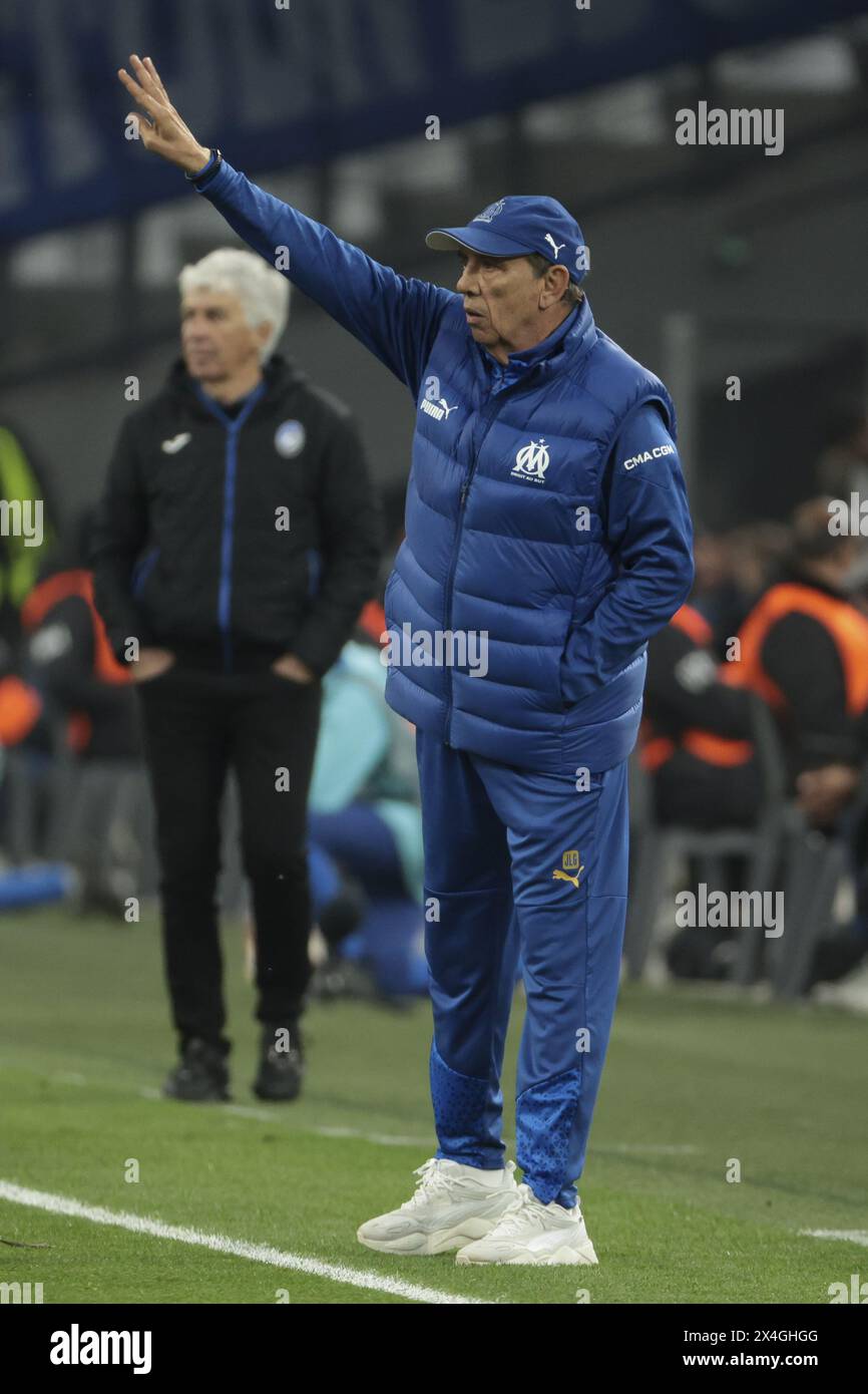 Coach of Olympique de Marseille Jean-Louis Gasset during the UEFA ...