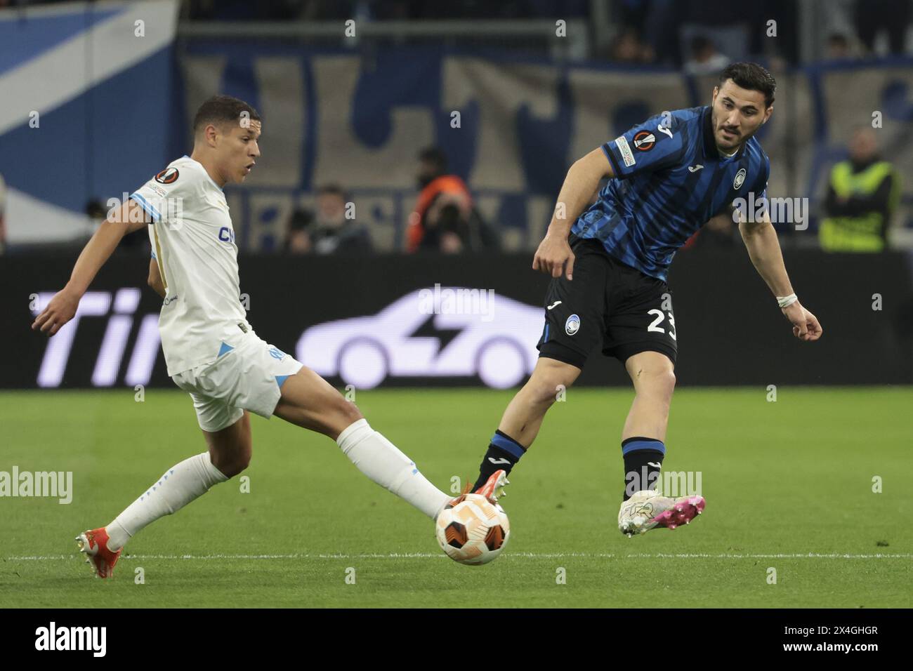Amine Harit of Marseille, Sead Kolasinac of Atalanta during the UEFA ...