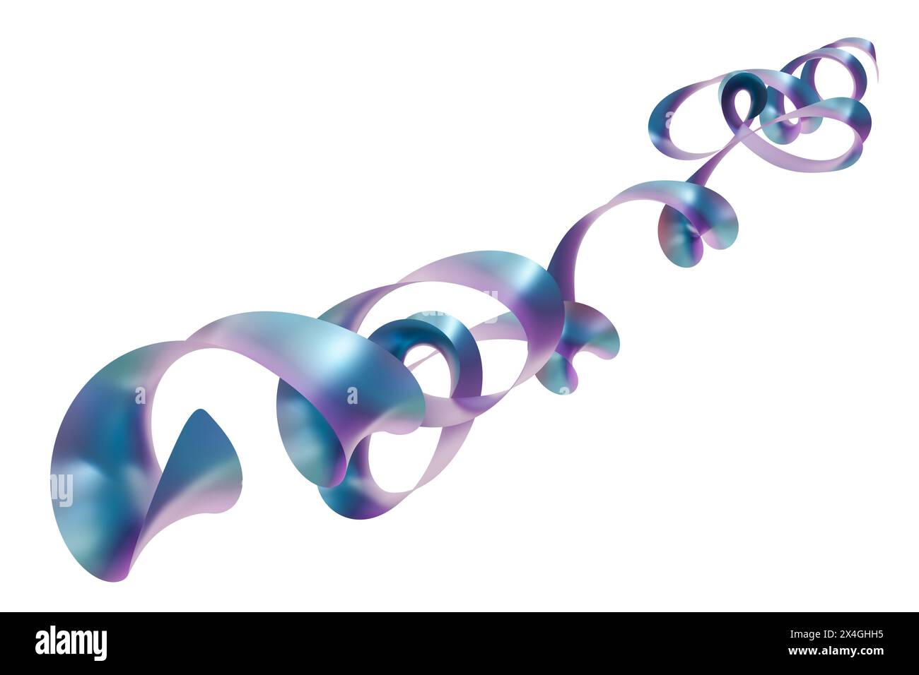 Holographic 3D ribbon isolated on white background. Metallic ...