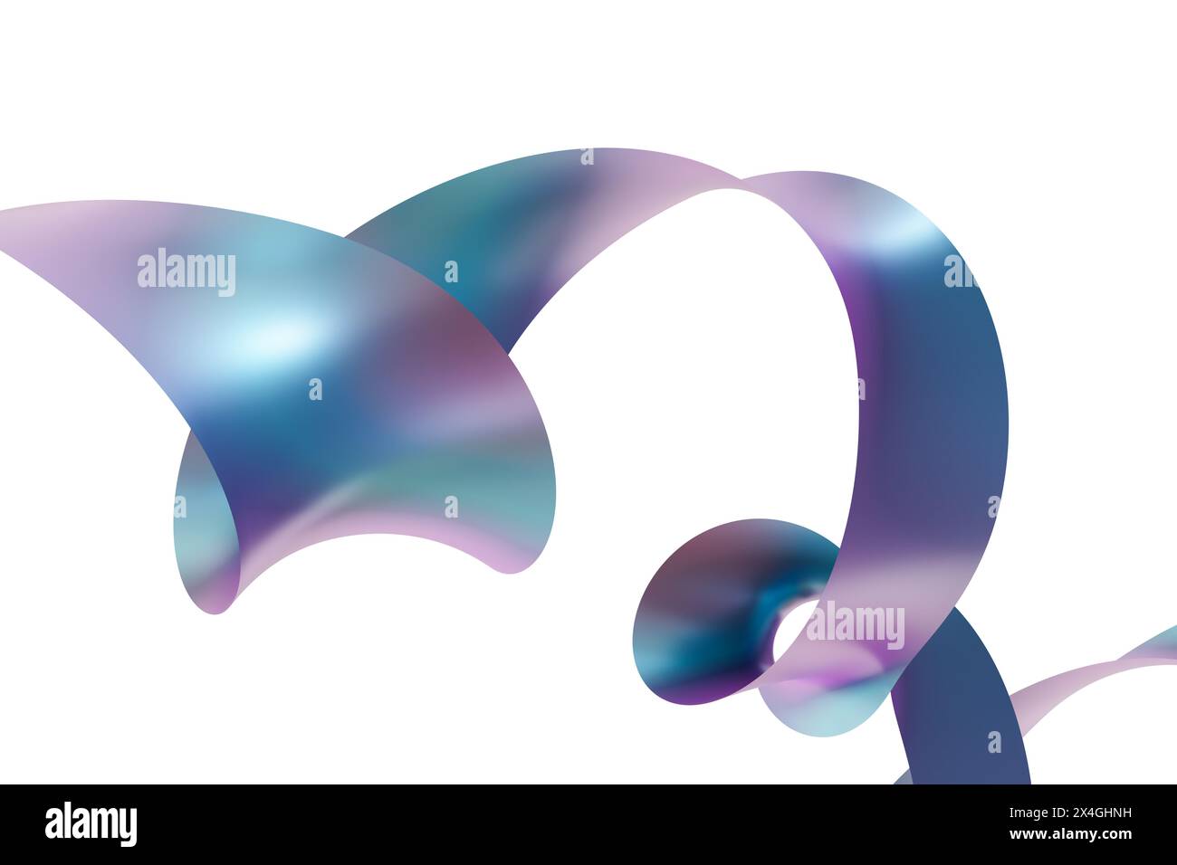 Holographic 3D ribbon isolated on white background. Metallic ...