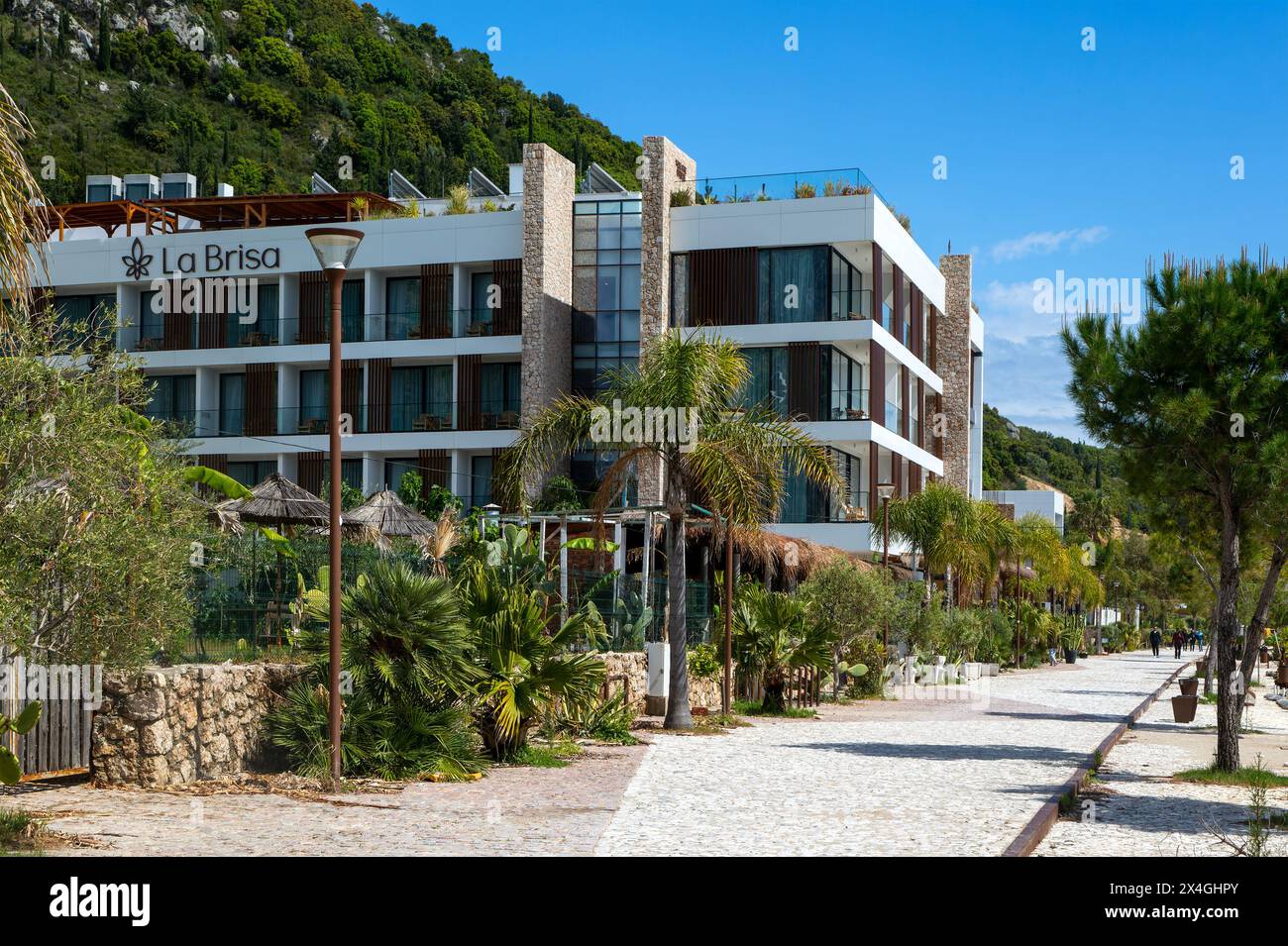 Modern architecture of La Brisa hotel building on the seafront of ...