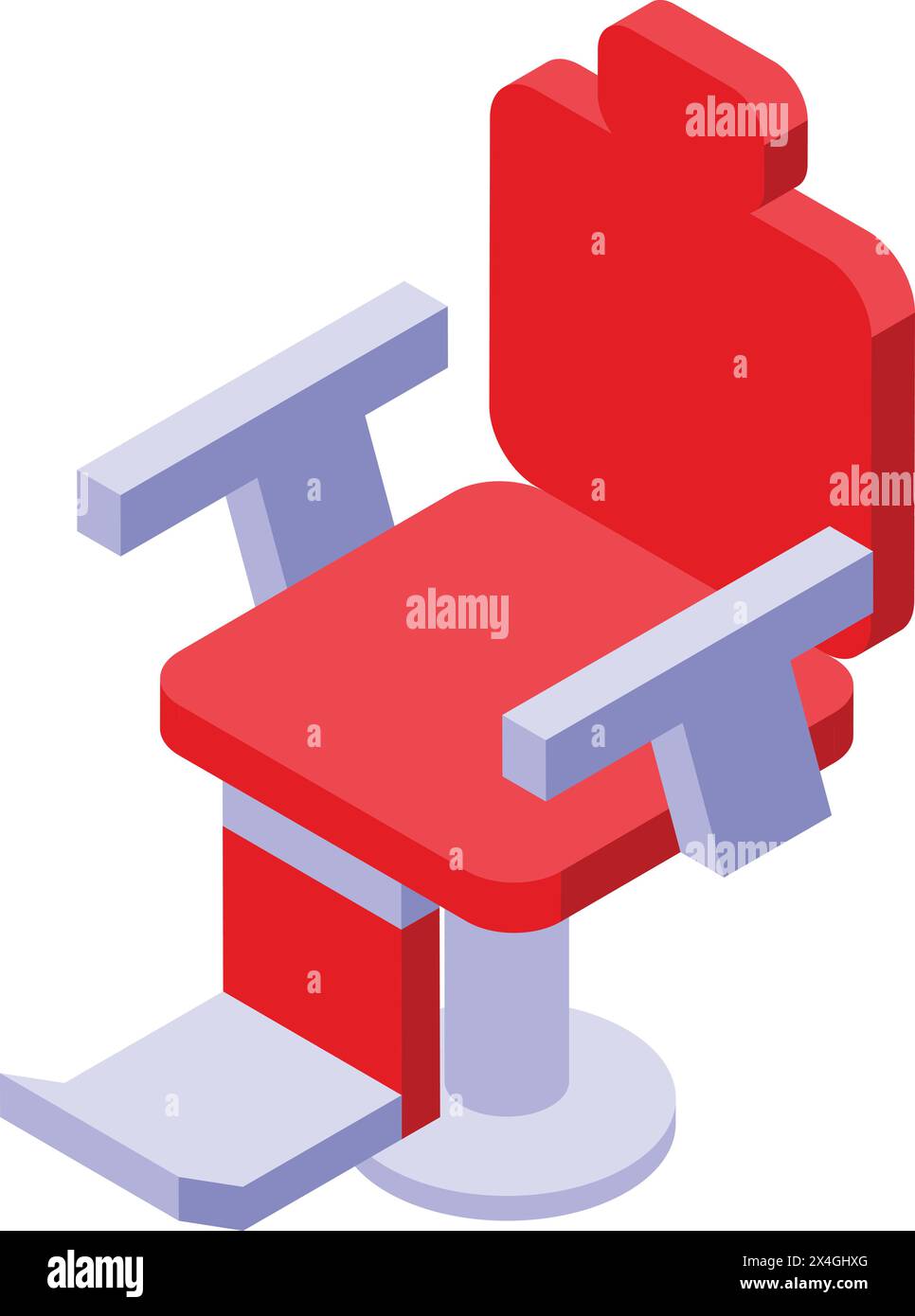 Red color barber chair icon isometric vector. Leather material. Fashion ...