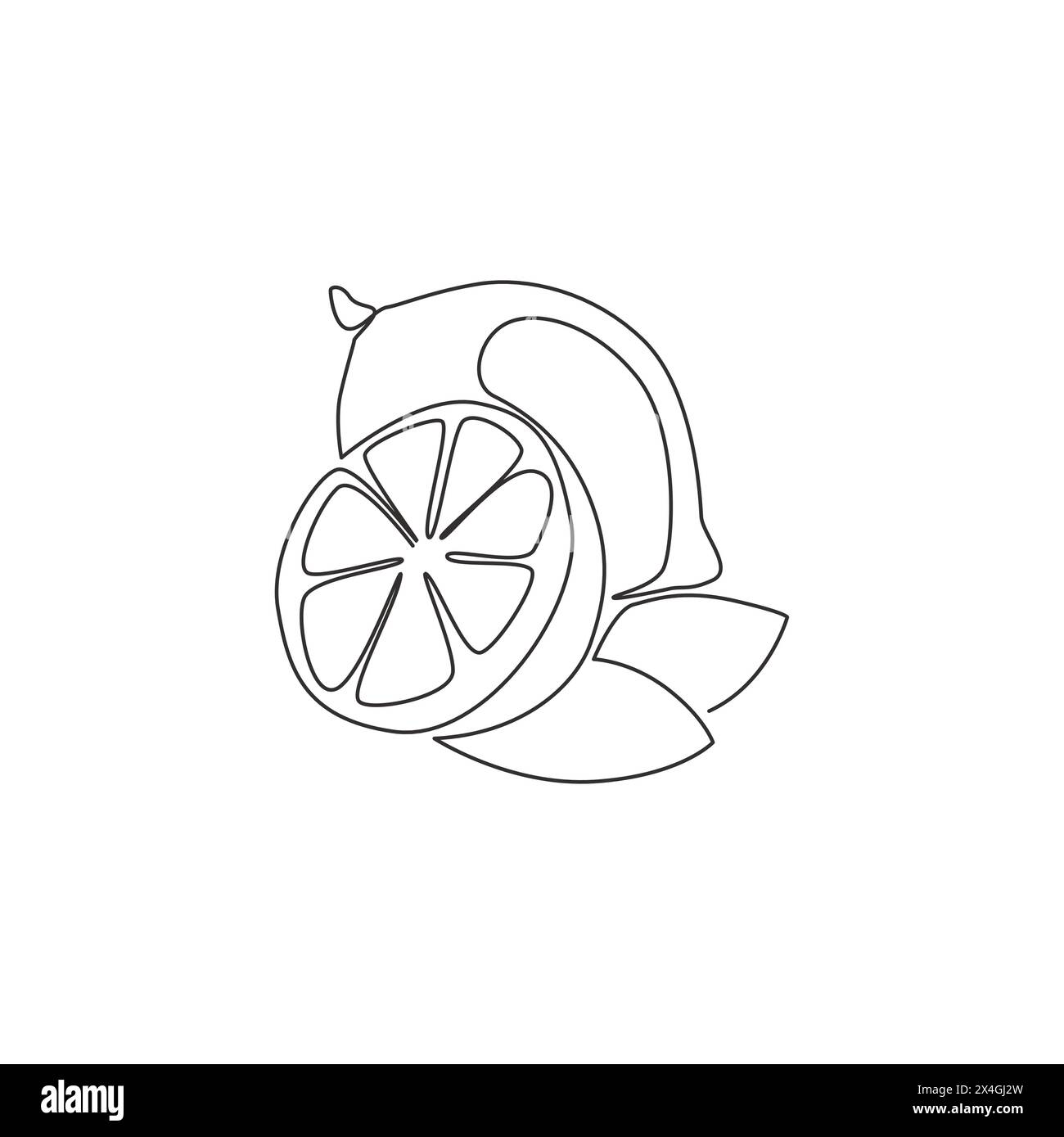 Single continuous line drawing of whole and sliced healthy organic ...