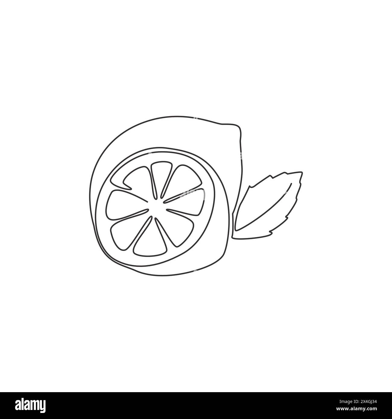 Single continuous line drawing of whole and sliced healthy organic ...