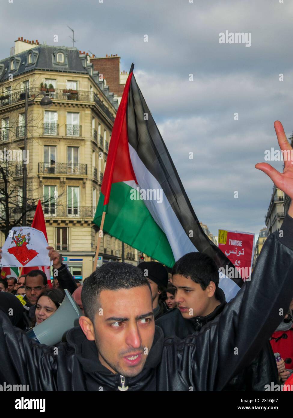 Paris, France, Crowd People, Men, "Arab Spring" Demonstrations in ...