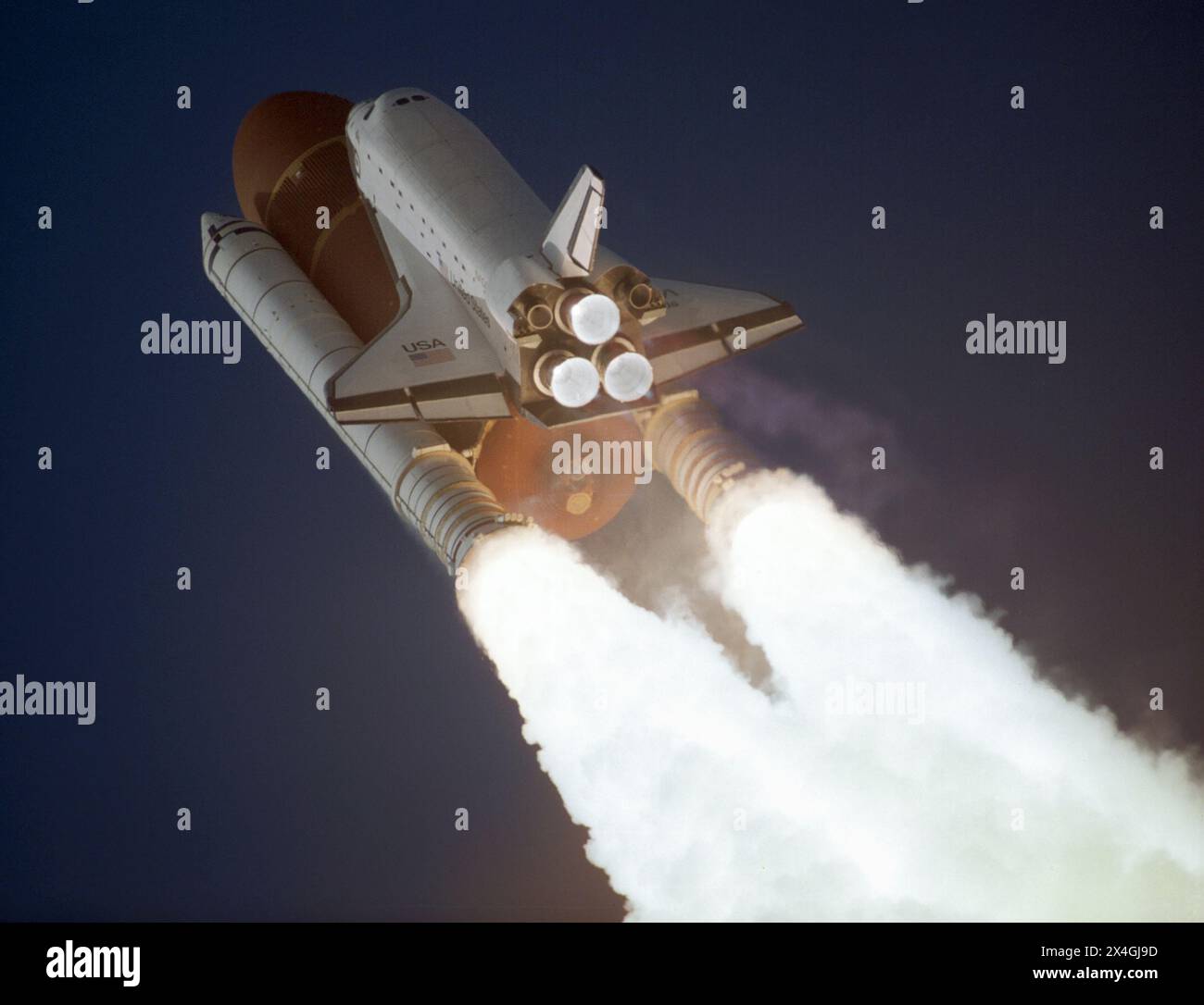 Space Shuttle Atlantis takes flight on its STS-27 mission, December 2, 1988, utilizing 375,000 ...