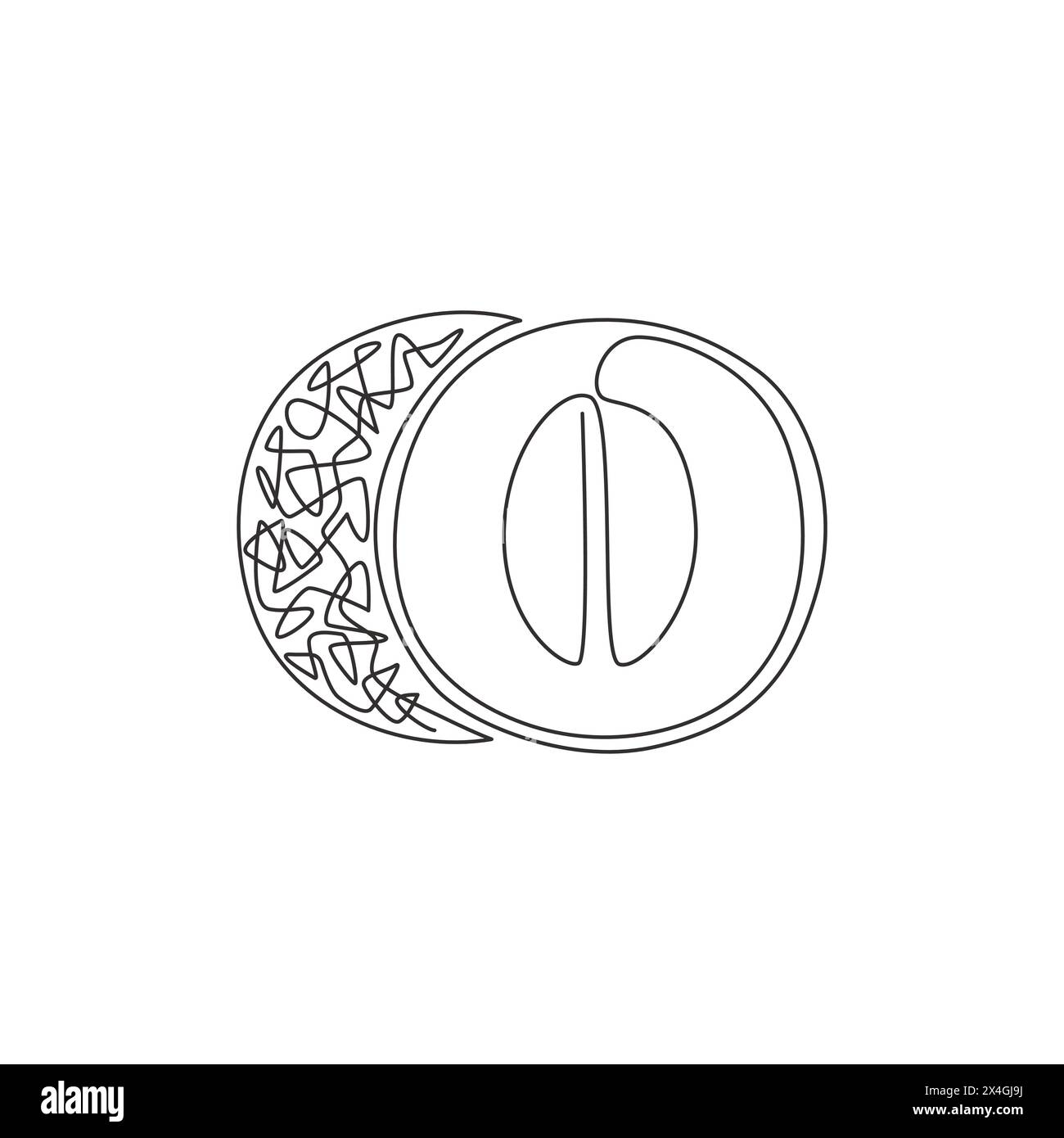 Single continuous line drawing of whole and half sliced healthy organic ...