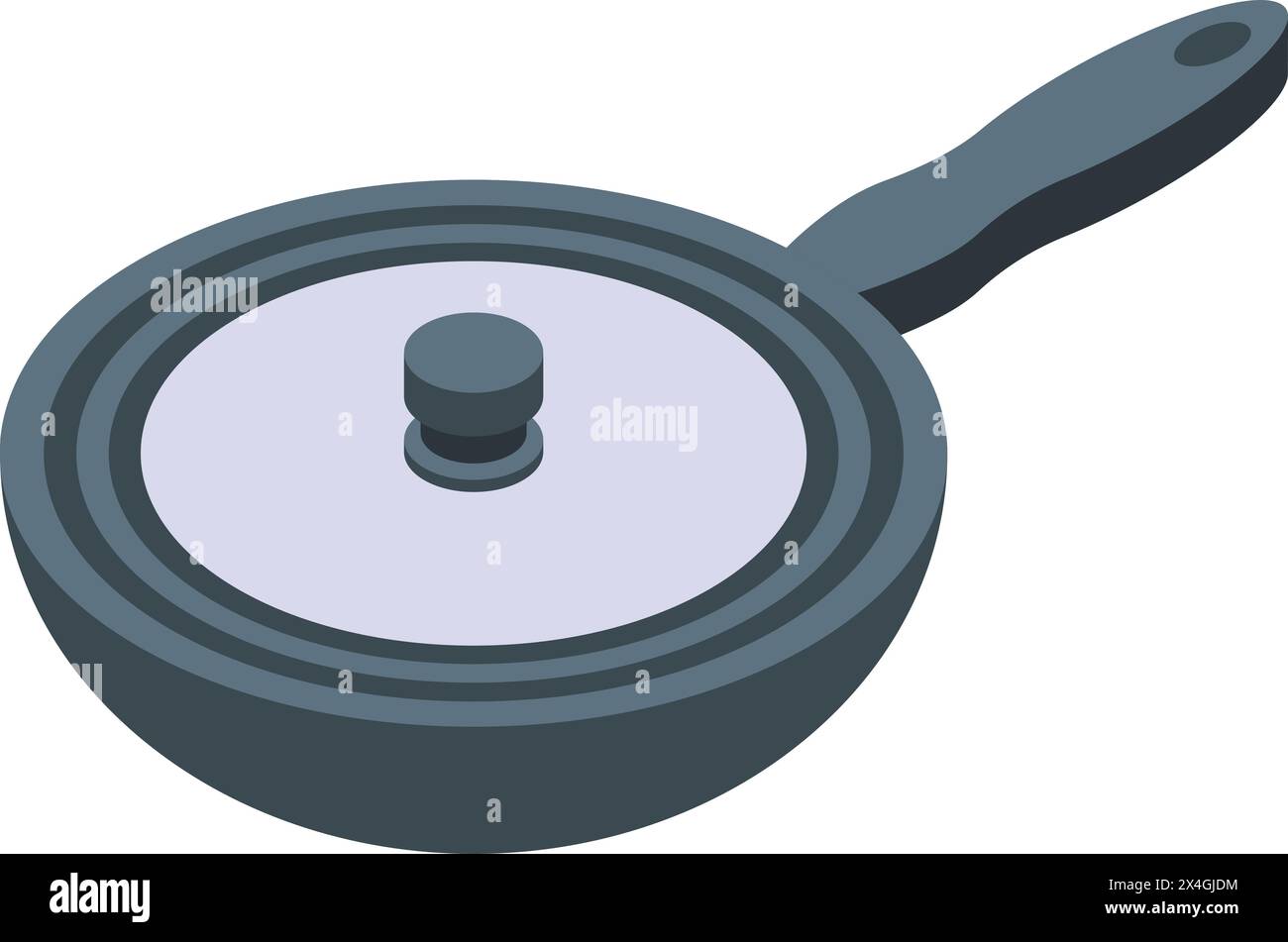 Steam pan icon isometric vector. Wok deep culinary. Cooker equipment ...