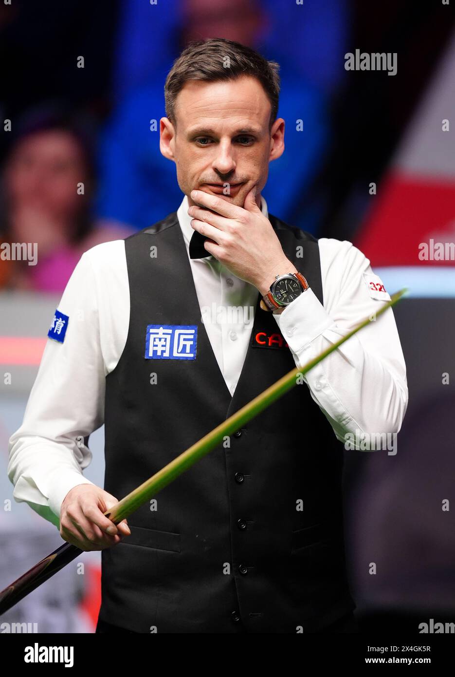 David Gilbert during their semi-final match against Kyren Wilson (not pictured) on day fourteen ...