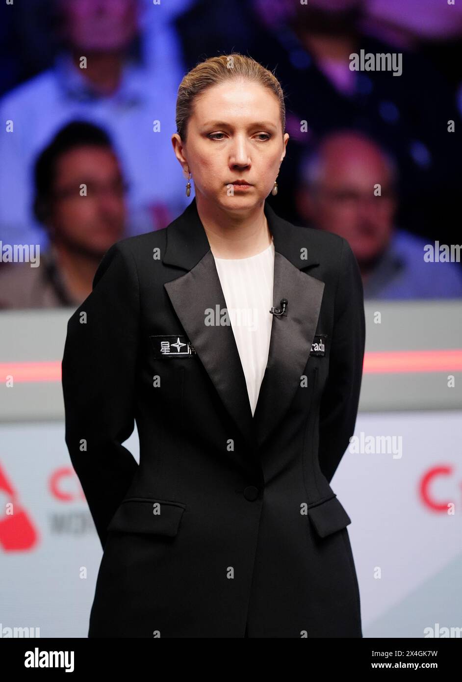 Snooker referee Tatiana Woollaston on day fourteen of the 2024 Cazoo ...