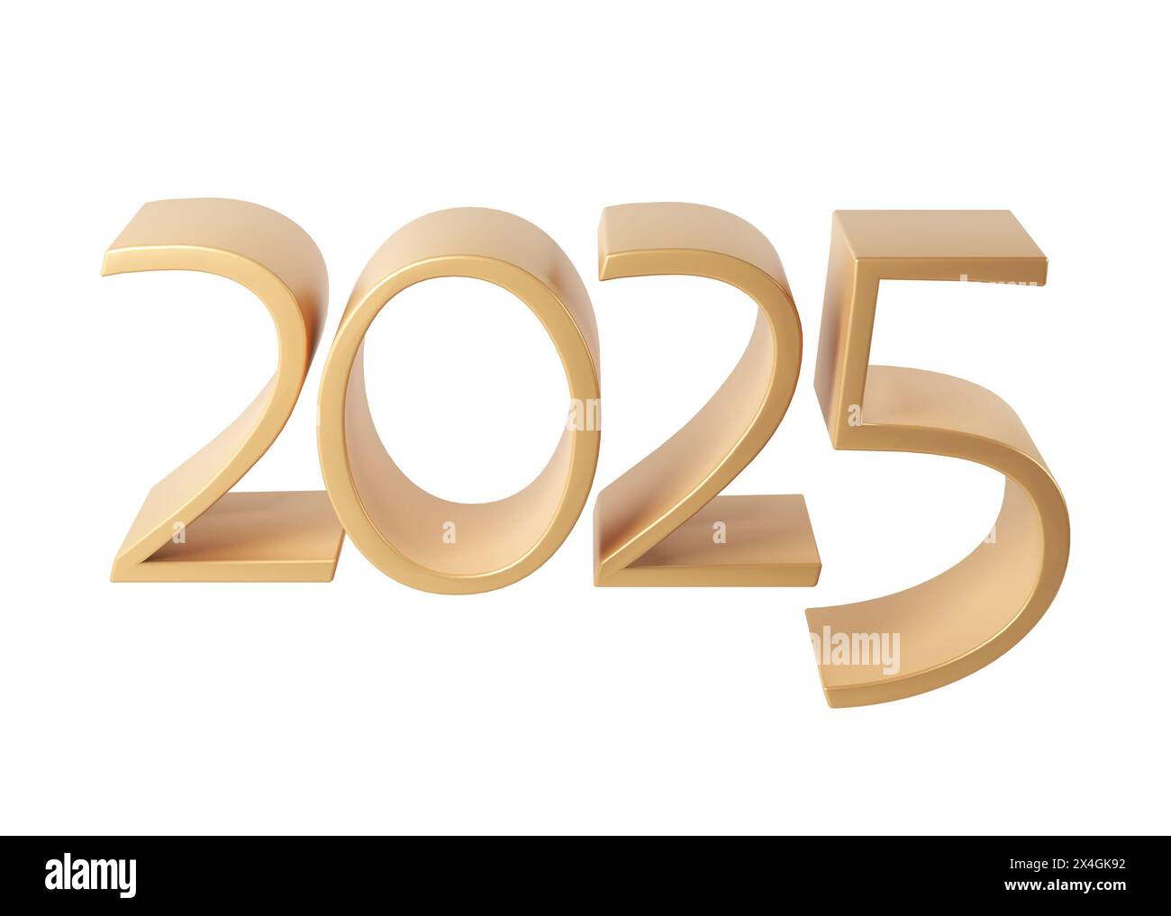 Happy New Year 2025 with shiny 3D numbers. Holiday christmas gold ...