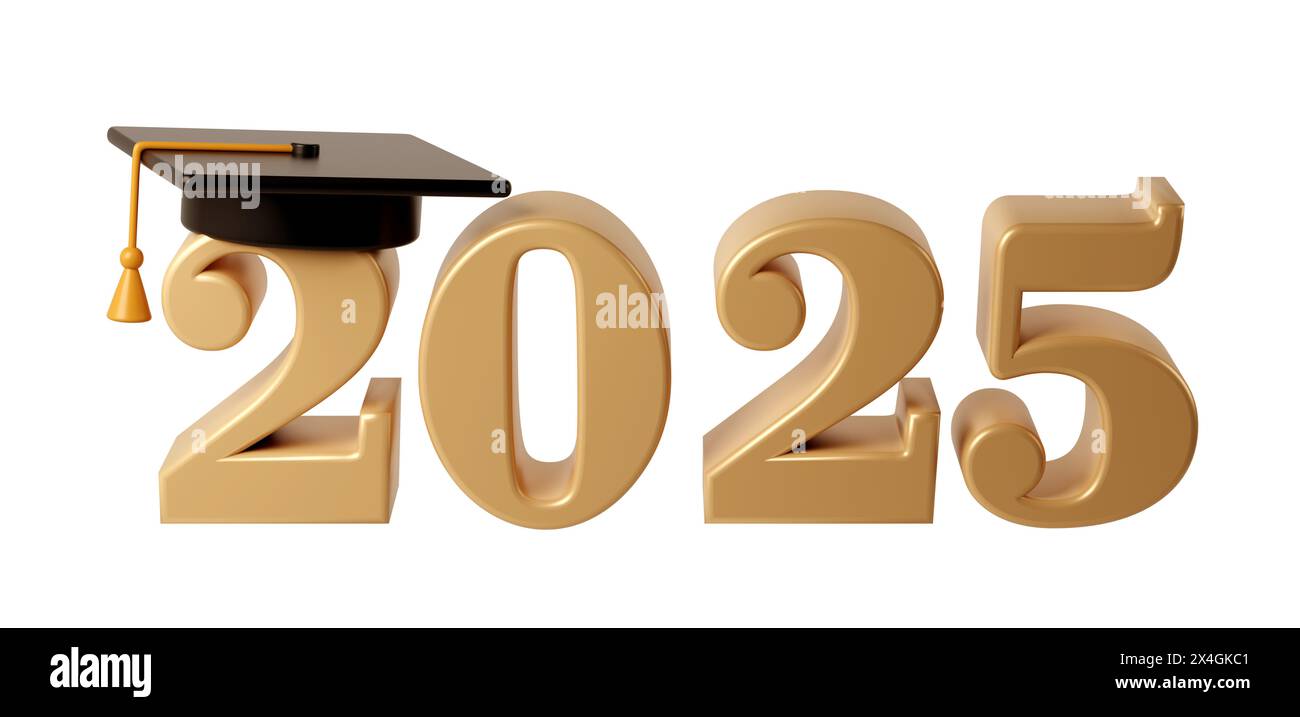 Class of 2025 3d icon. Congratulation graduates design template with ...