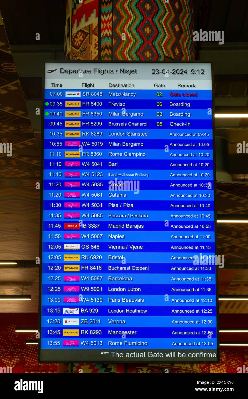 Electronic flight departure information list, Tirana International ...