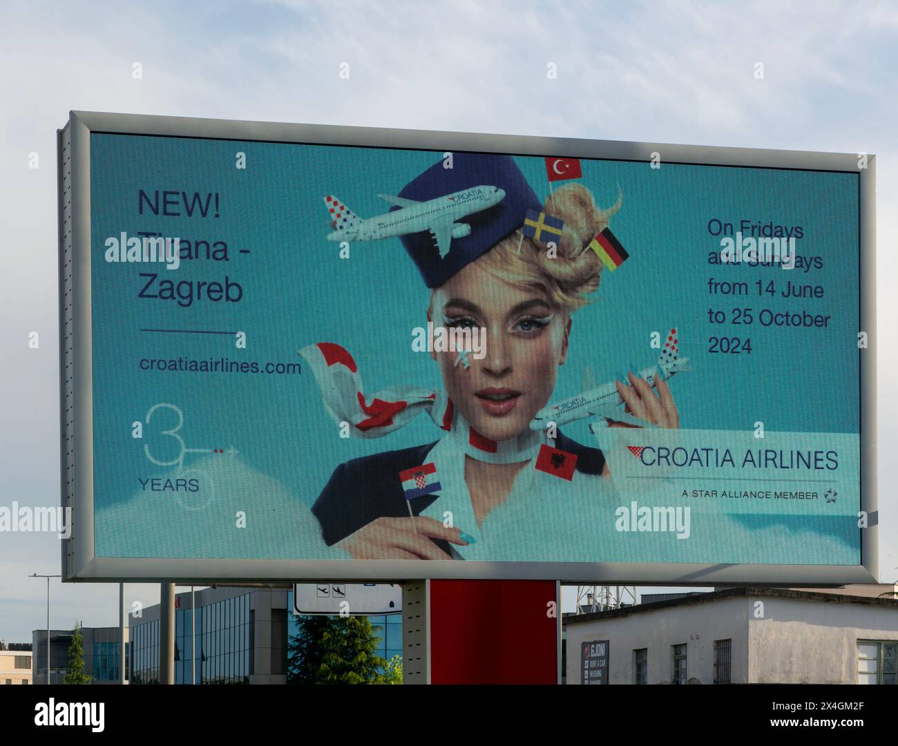 Electronic billboard advert for Croatia Airlines, Tirana International ...