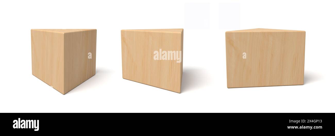Angular perspective of wooden blocks on white Stock Photo - Alamy