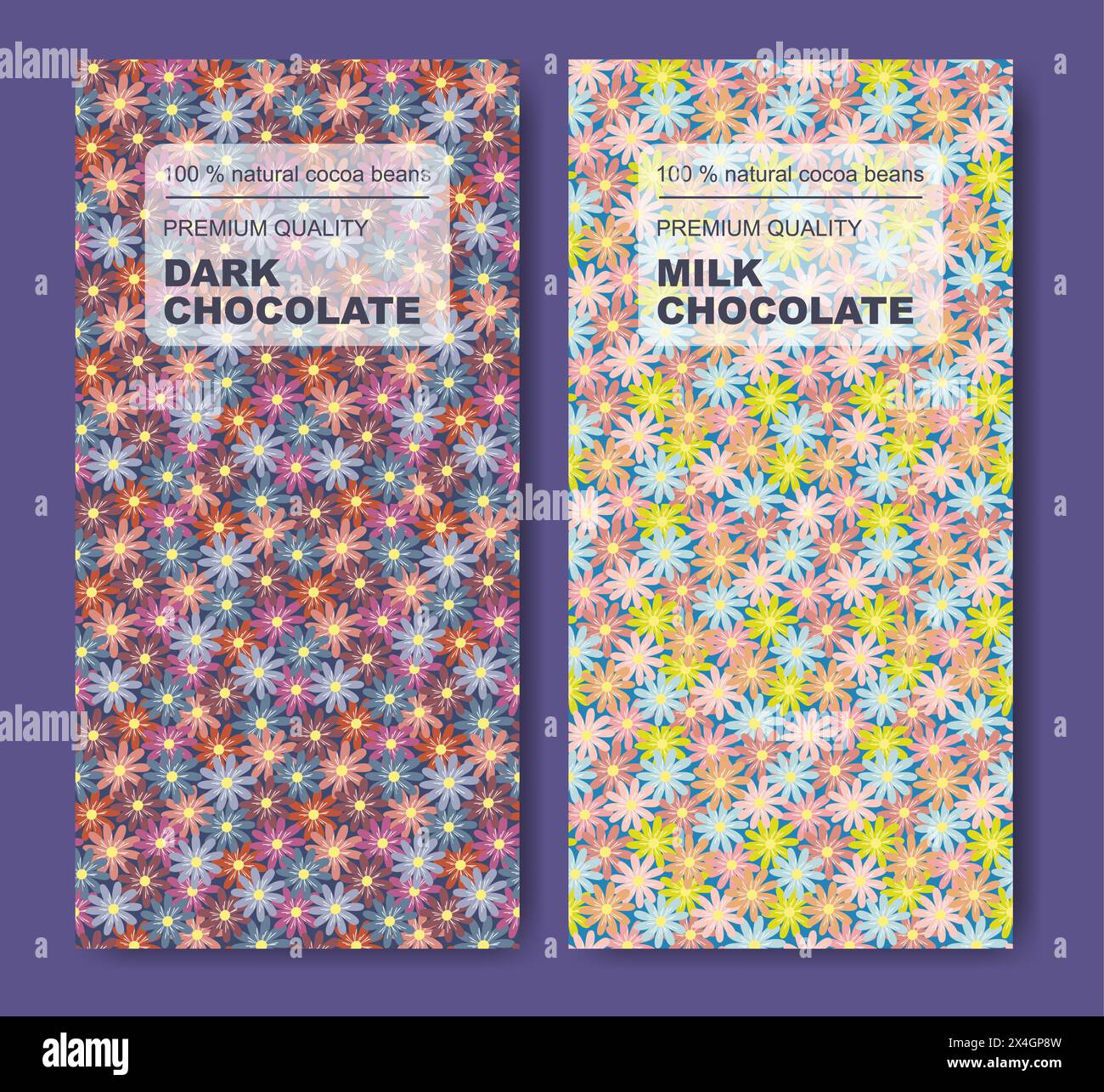 Organic dark and milk chocolate bar design. Aesthetic flourish vector ...