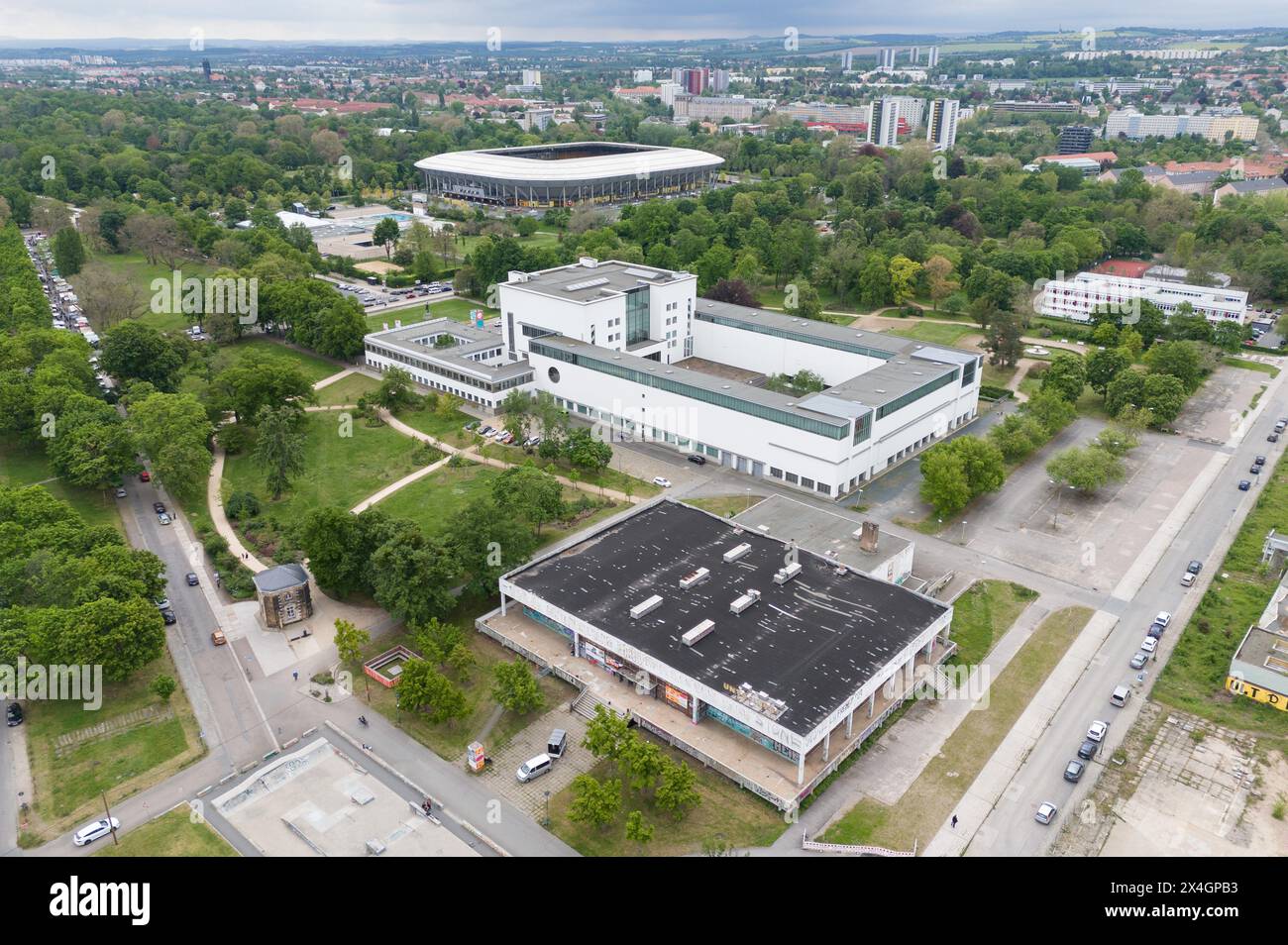 Dresden, Germany. 03rd May, 2024. The former Robotron canteen (from the ...