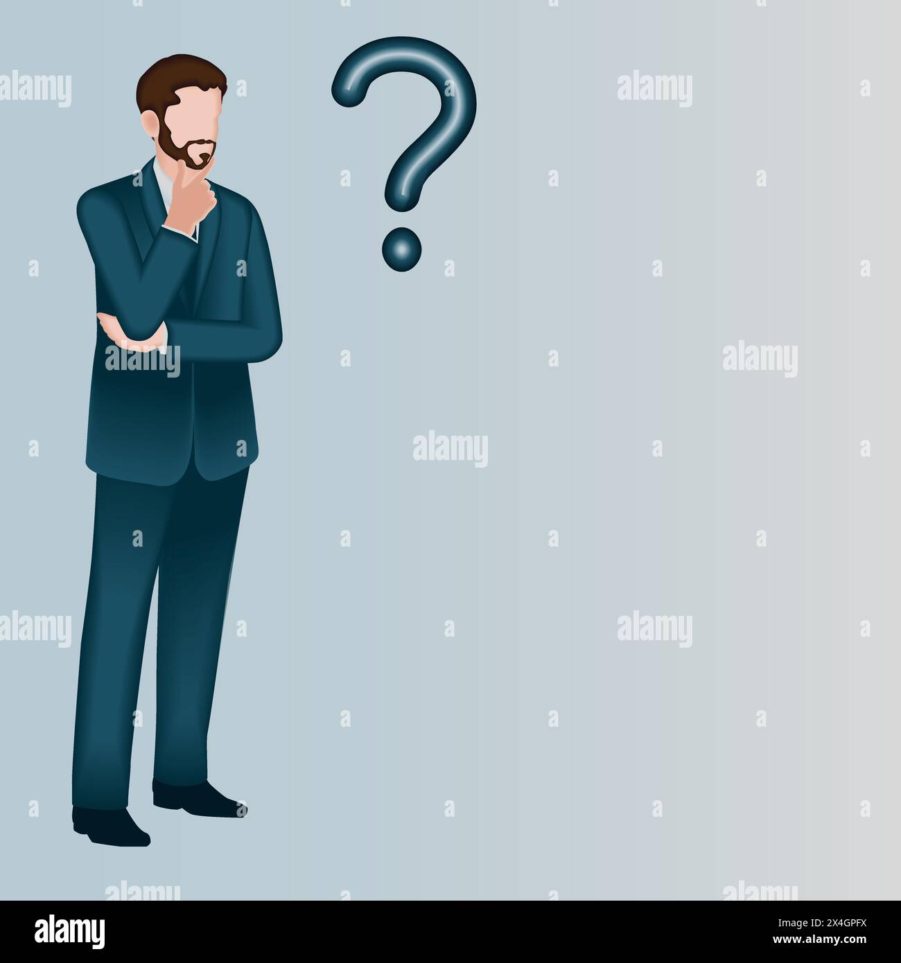 A man thinks about problems and questions during the decision-making ...