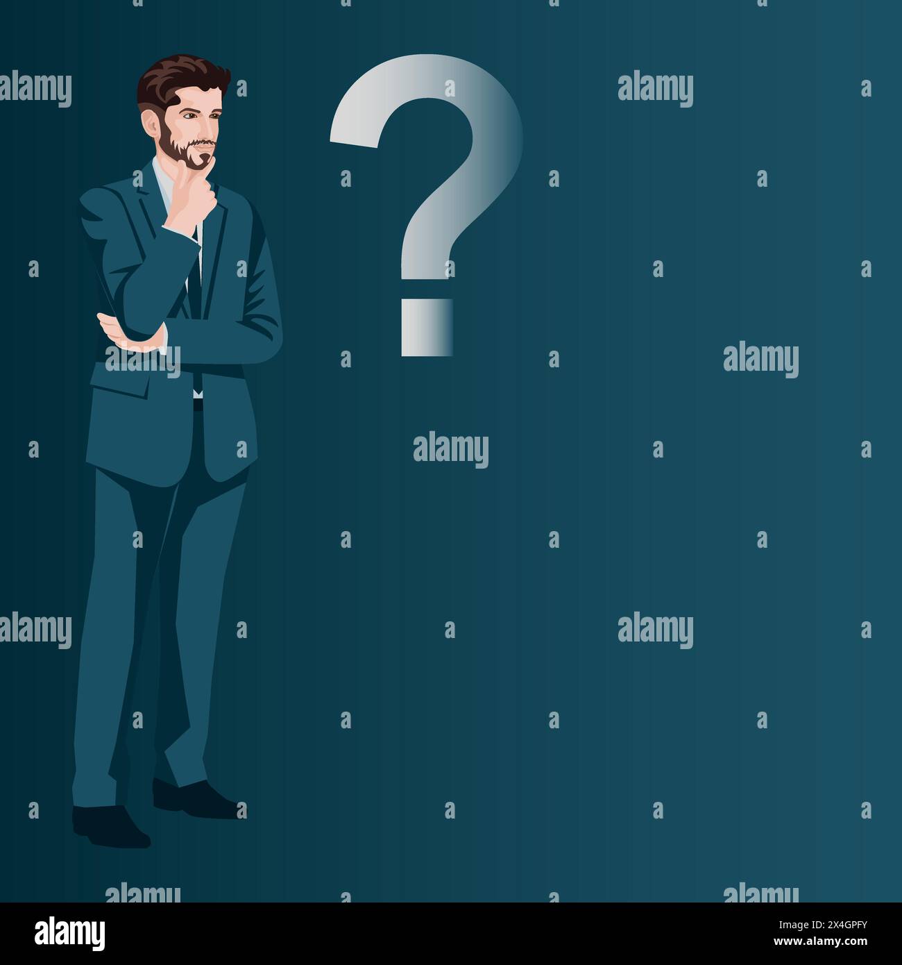 A man thinks about problems and questions during the decision-making ...