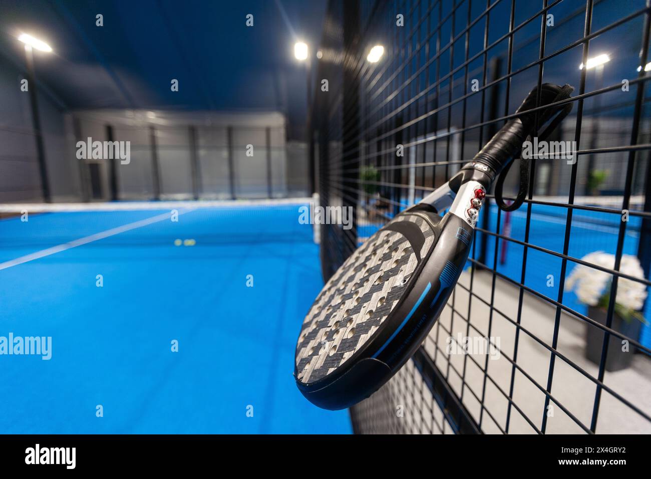 Paddle tennis objects and court Stock Photo - Alamy