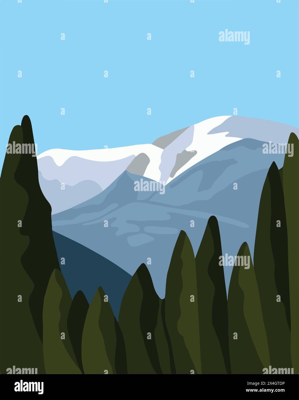 Vector isolated illustration of mountain landscape Stock Vector Image ...
