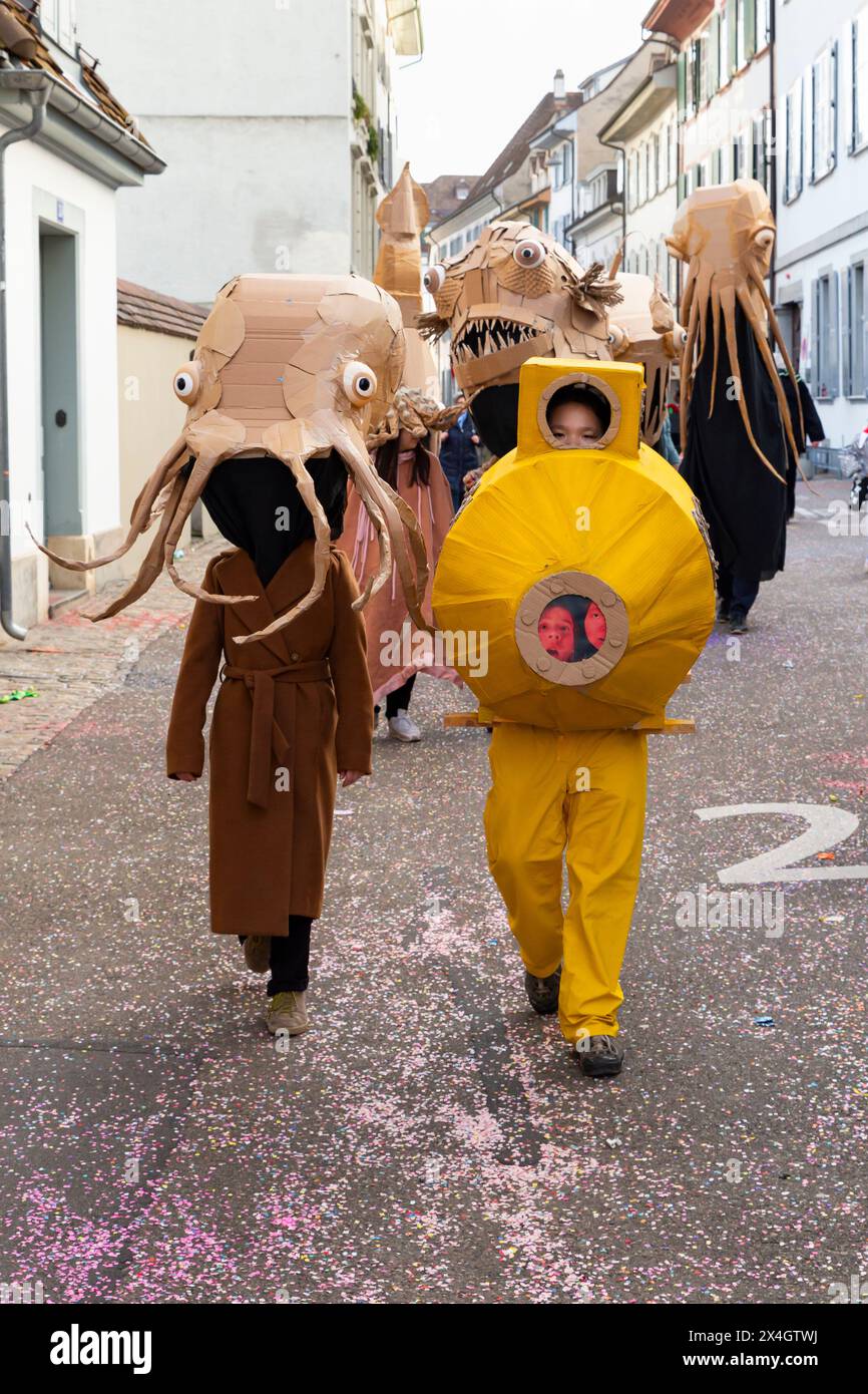 Basel, Switzerland - February 20st 24. Deep sea monster carnival ...