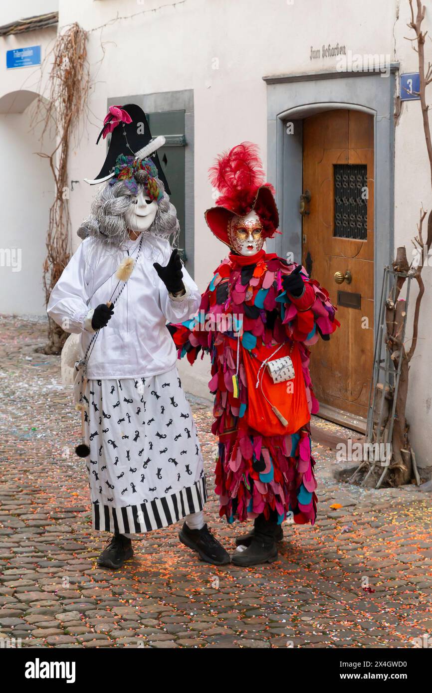 Basel, Switzerland - February 20st 24. Carnival couple posing Stock ...