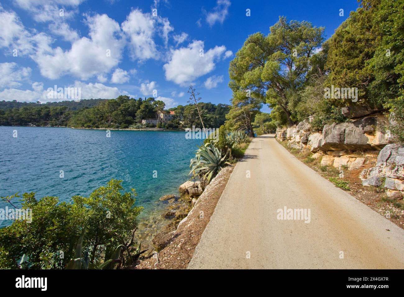 Village Babine Kuce near Govedari on the island Mljet, Croatia. Path ...