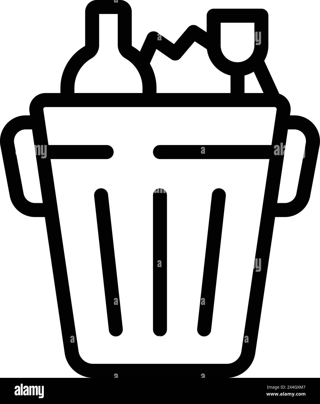Full trash bin icon outline vector. Household garbage. Domestic waste management Stock Vector ...