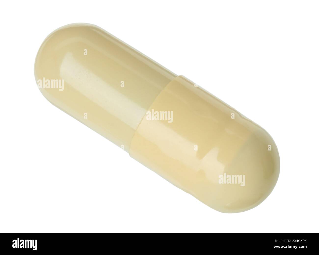 One vitamin capsule isolated on white. Health supplement Stock Photo ...