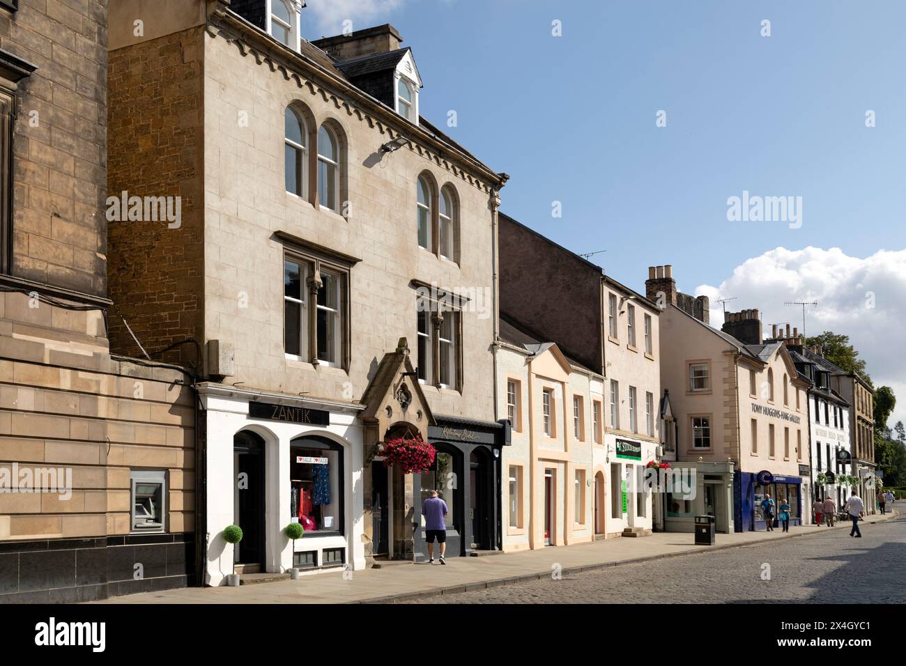 Buildings and shopfronts on Bridge Street in Kelso, Scotland. They ...