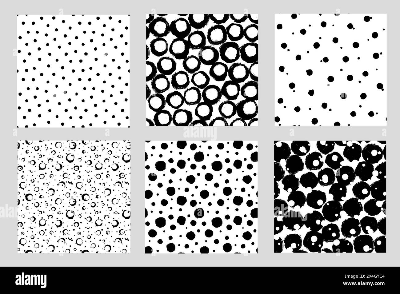 Vector dot patterns set. Seamless backgrounds from brush strokes Stock ...