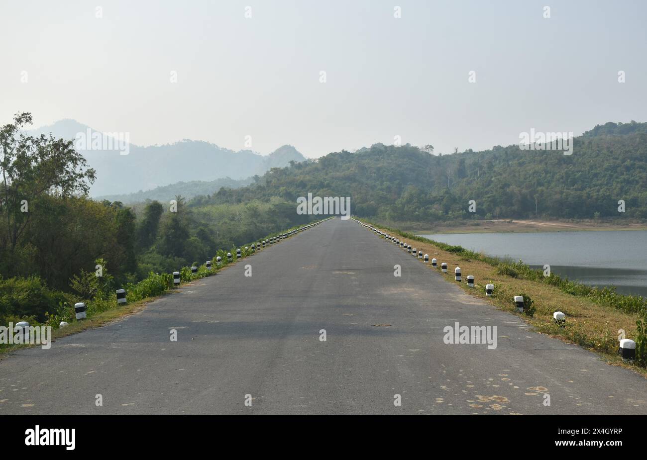 landscape of Klong bot water reservoir lake with mountain background in ...