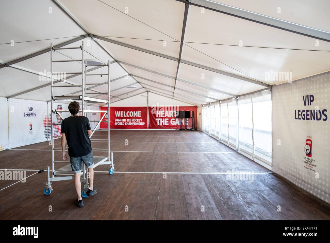 Ostrava, Czech Republic. 03rd May, 2024. Preparation of the fanzone and ...