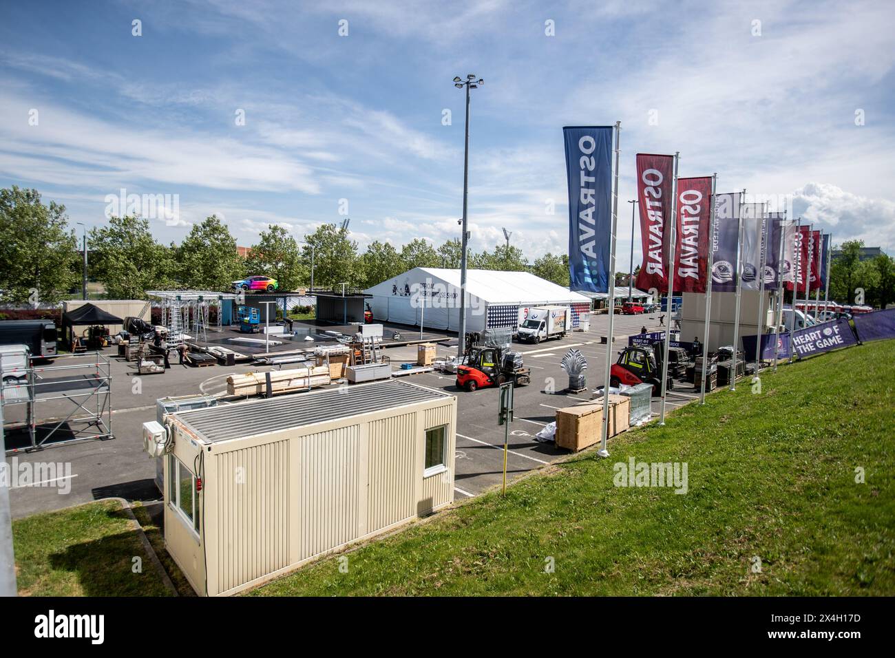 Ostrava, Czech Republic. 03rd May, 2024. Preparation of the fanzone and ...