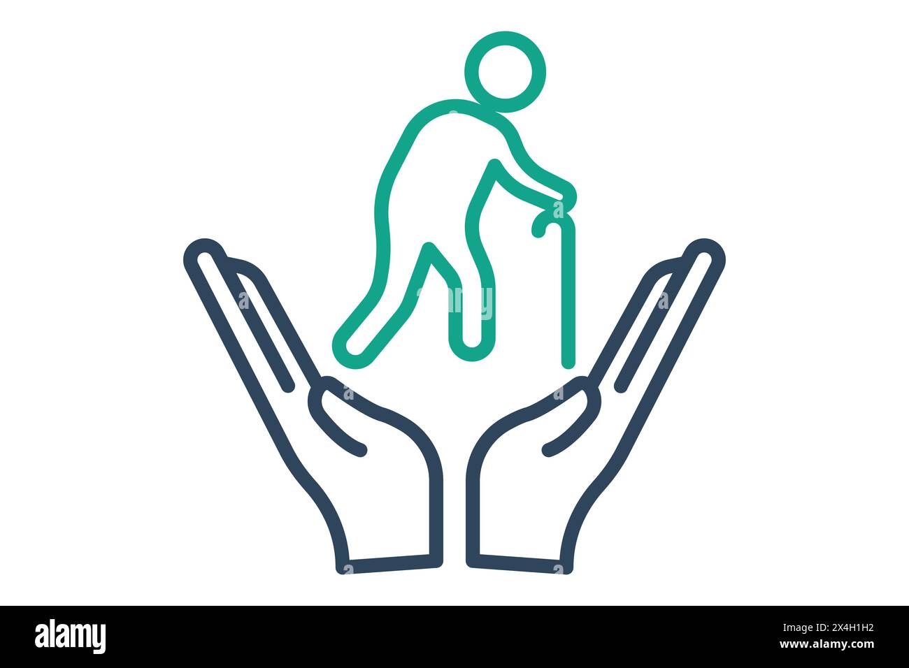 insurance icon. hand with elderly. icon related to elderly. line icon ...