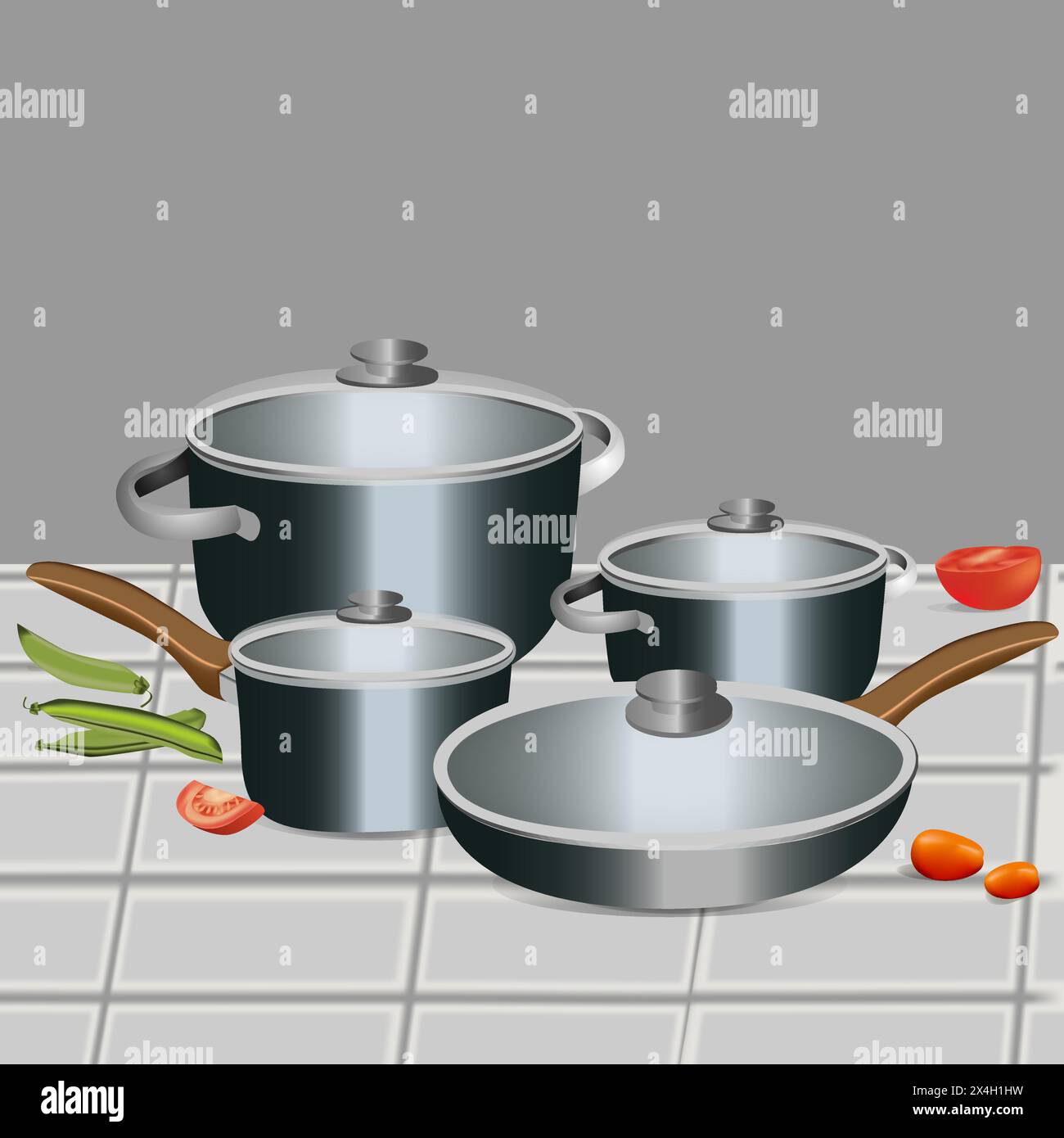 stainless cookware set vector illustration Stock Vector Image & Art - Alamy