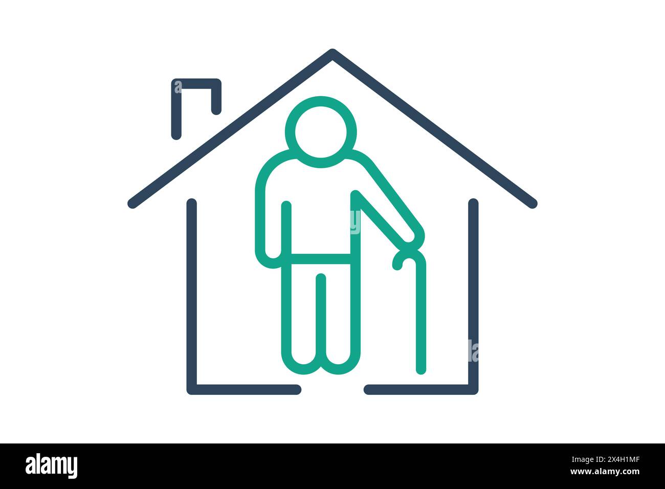 retirement icon. house with elderly. icon related to elderly. line icon ...