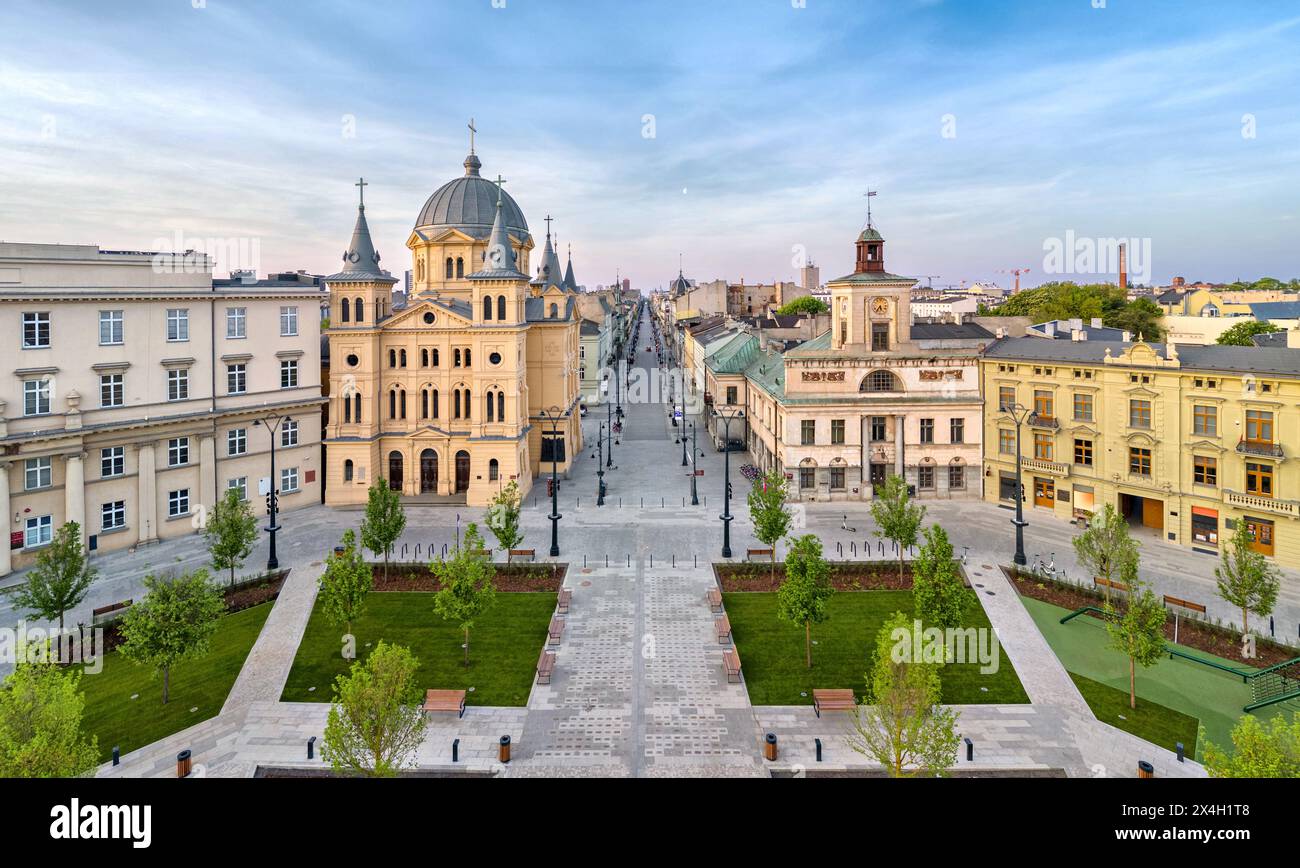 Aerial panorama of Plac Wolnosci (Liberty square) in Lodz, Poland Stock ...