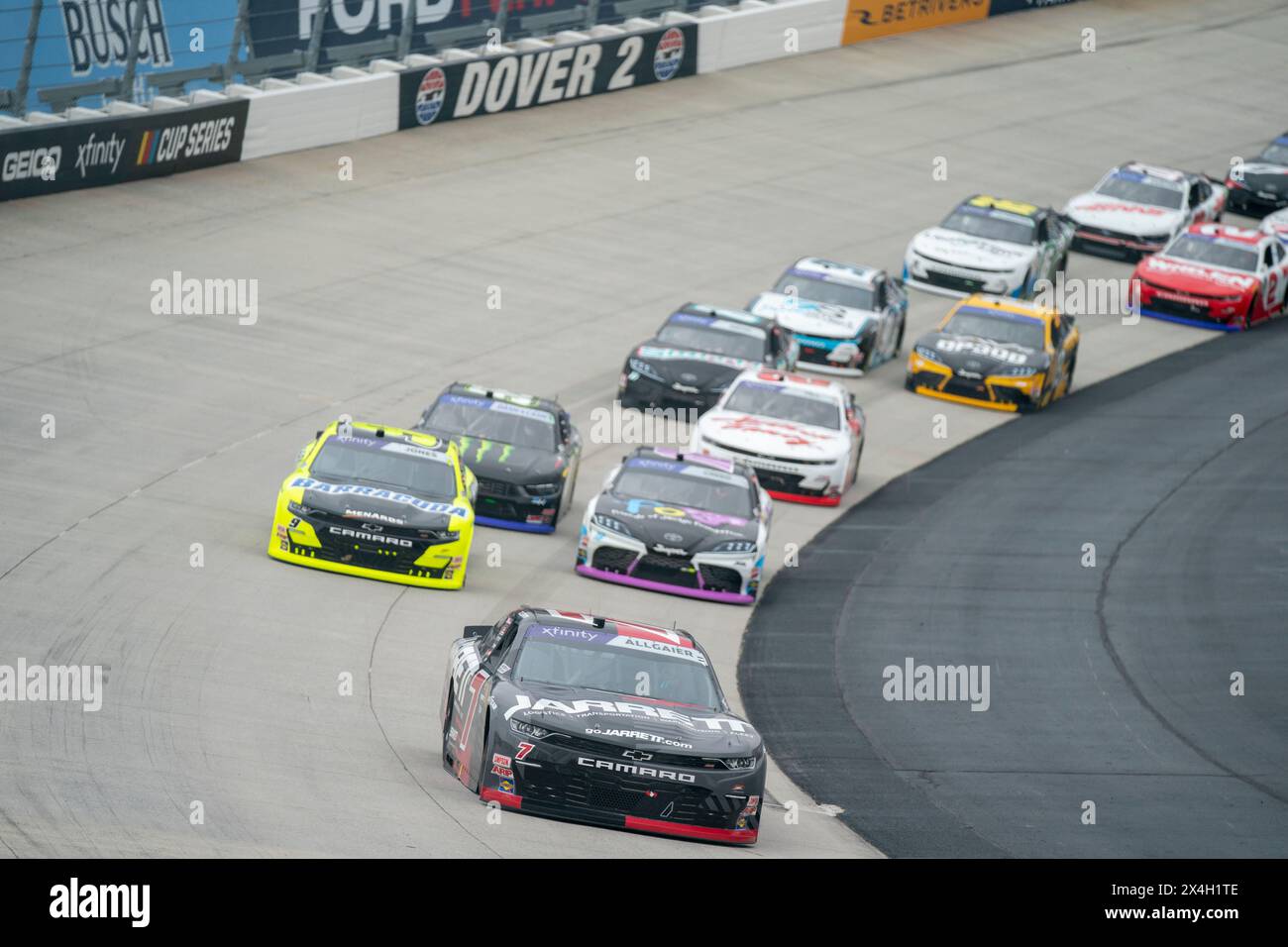 Justin Allgaier races for position for the BetRiver 200 in Dover, DE ...