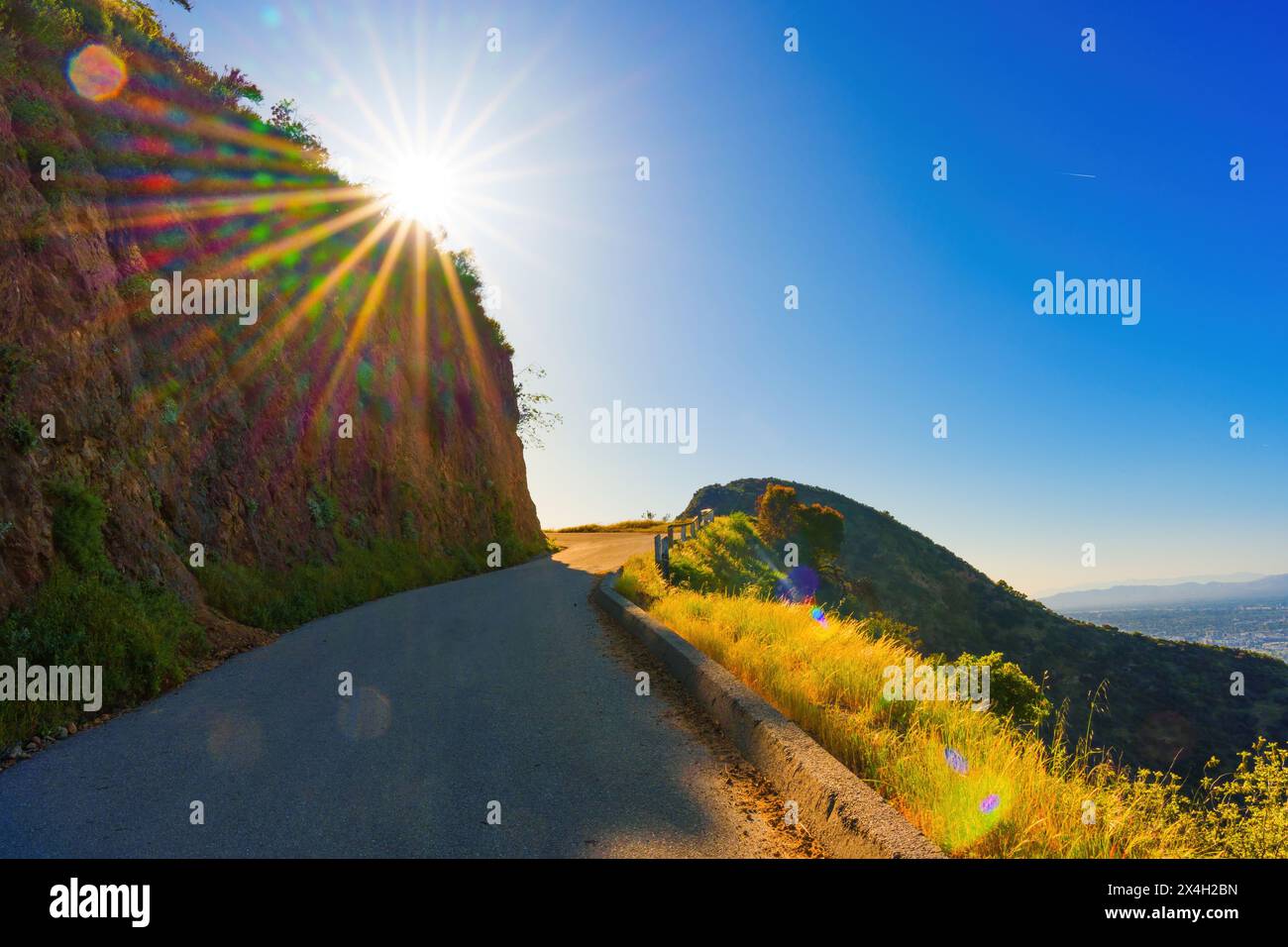 Paved hiking trail leading towards the Hollywood Hills, where the ...