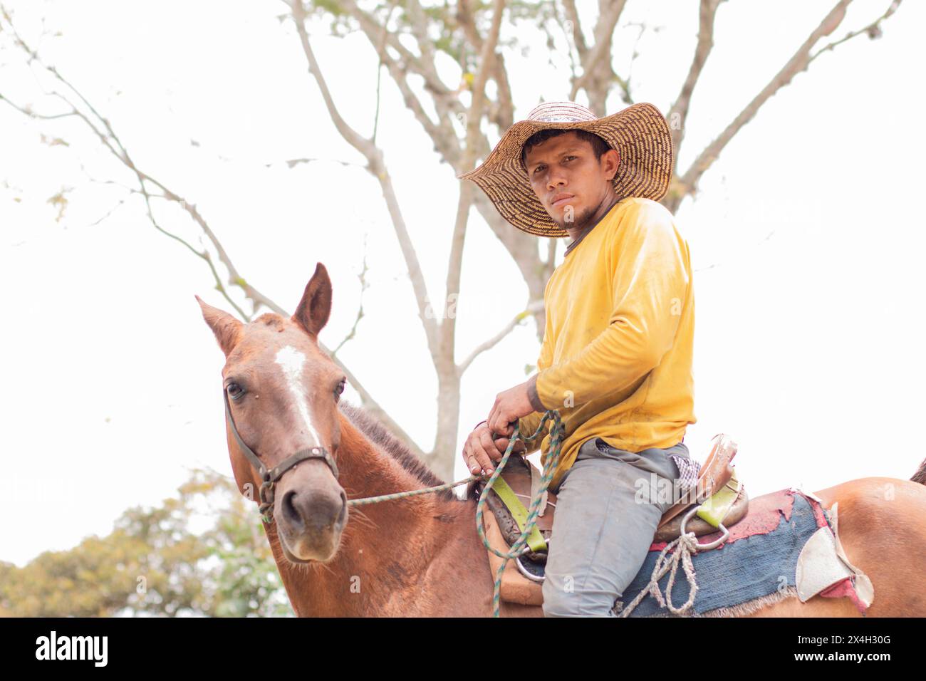 lifestyle: latino farmer on horseback Stock Photo - Alamy