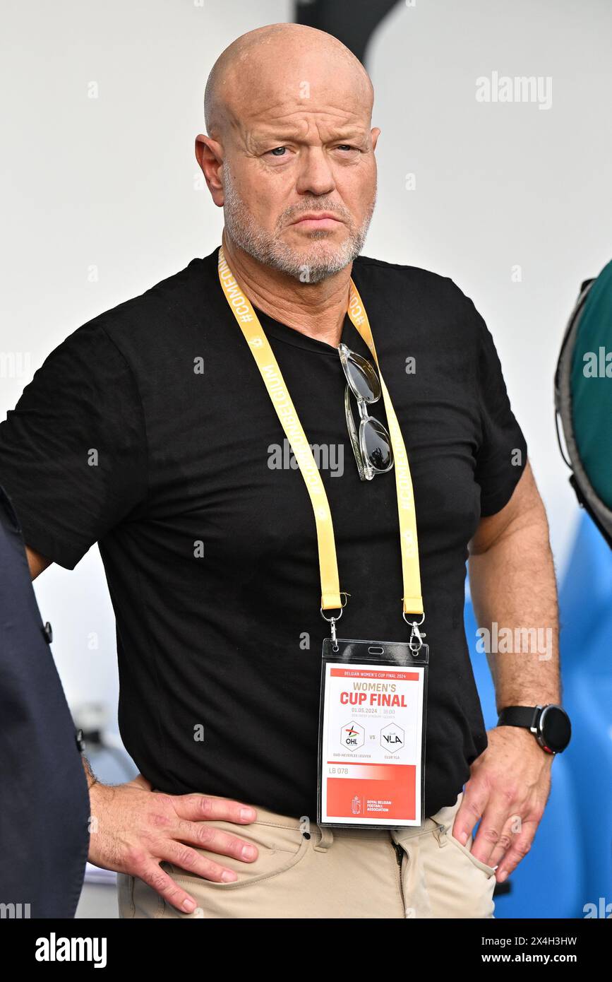 Bart Verhaeghe pictured after a female soccer game between Oud Heverlee ...