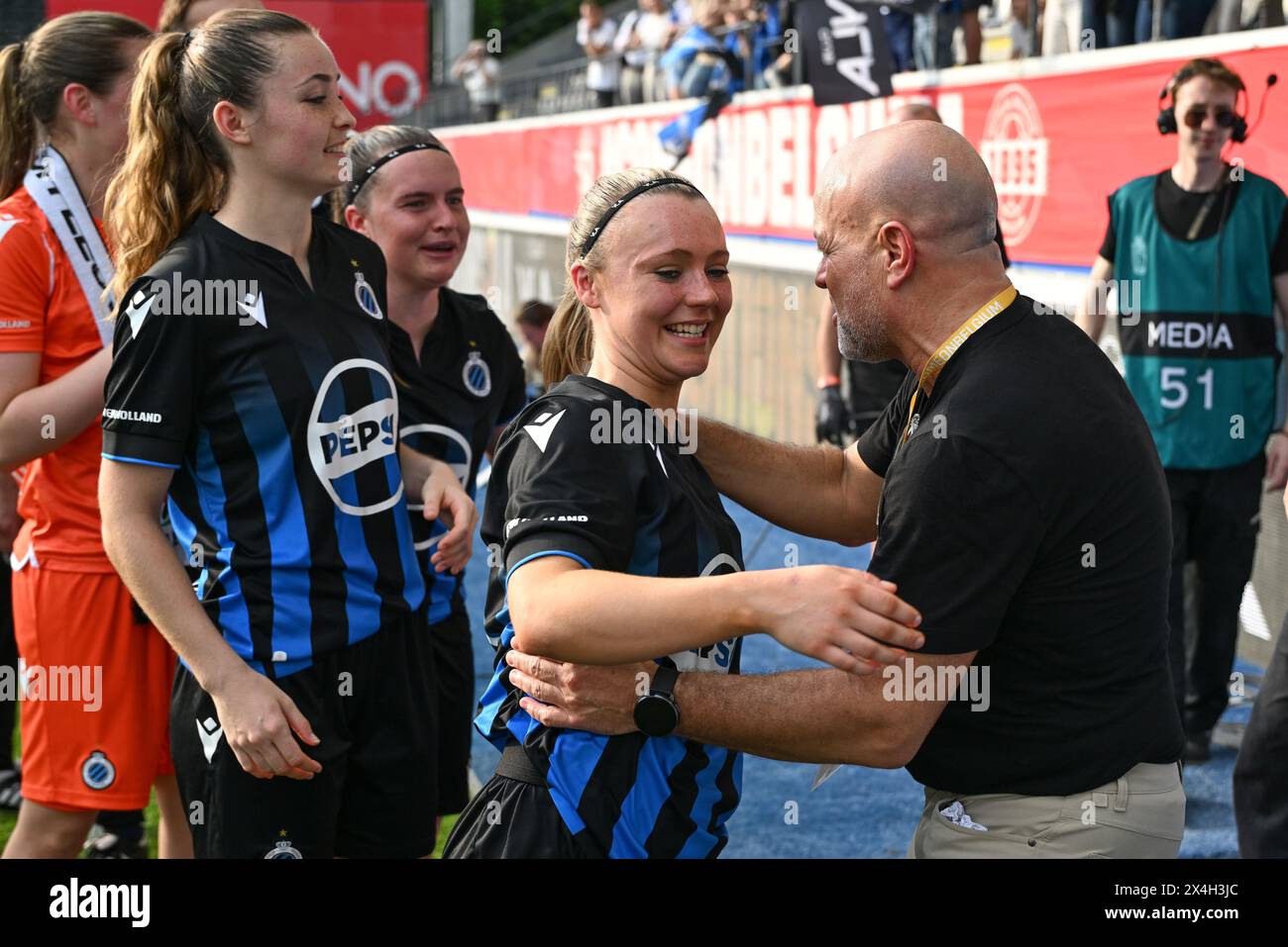 players of Club YLA with Fleur Pauwels (17) of Club YLA celebrate with ...